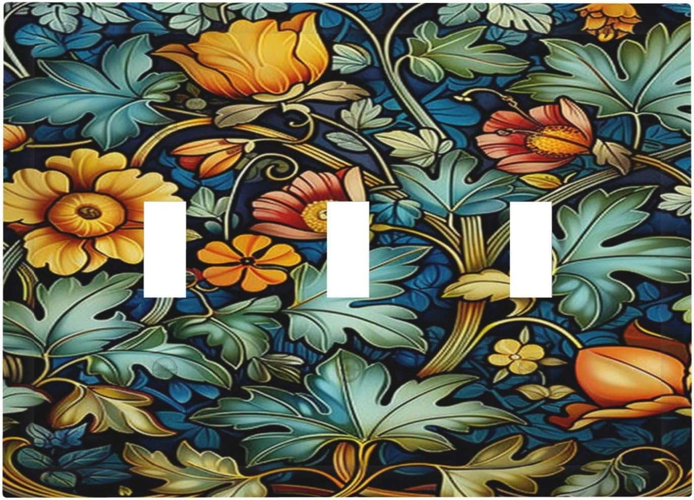 HPINK-T Yellow Flowers Twisted Branches Medieval Art Triple Toggle ...