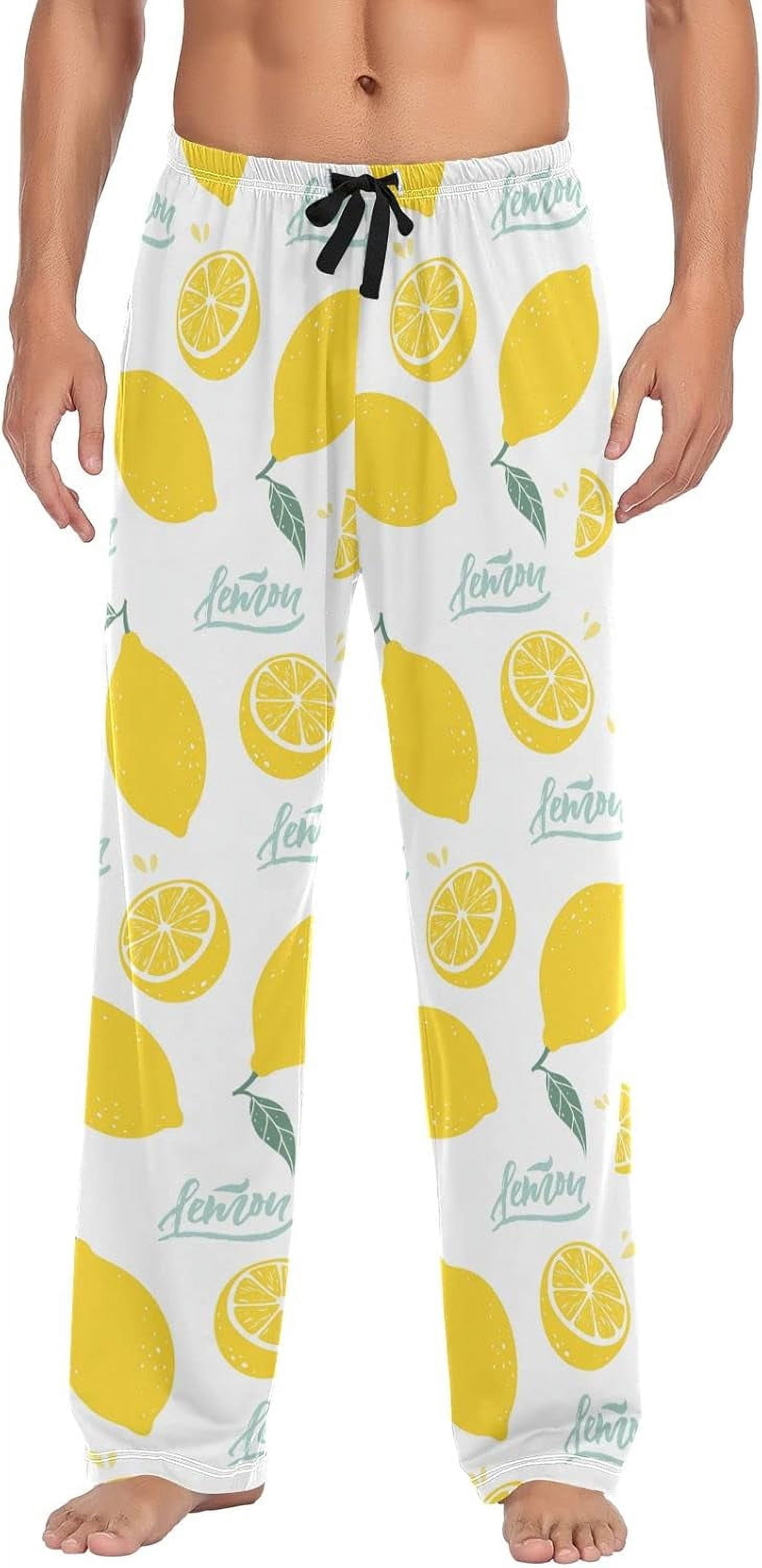 HPINK-T Yellow Lemon Pajama Pants Mens Lounge Pants Straight-Fit Men ...