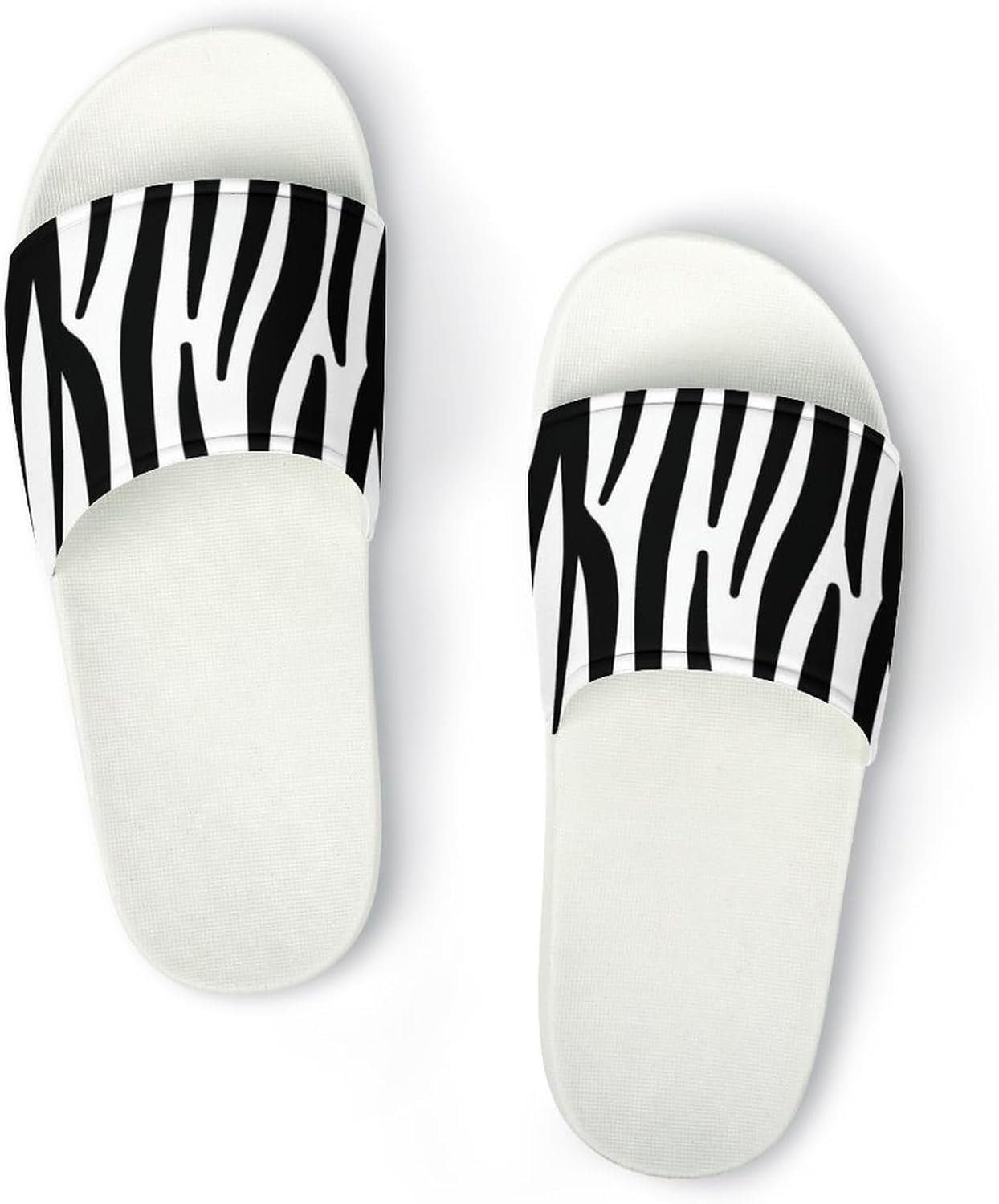 HPINK-T Zebra Print Pattern PVC Home Slippers Non-Slip Shower Sandals ...