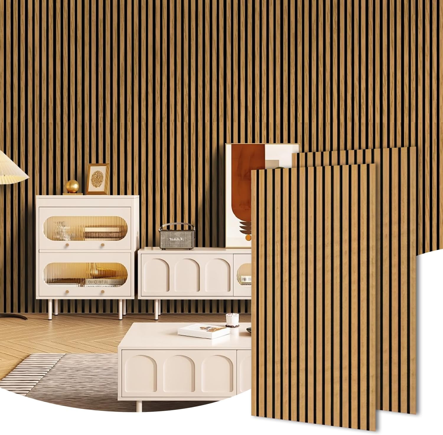 HPINUB 3D Acoustic Panels, Fluted Sound Absorbing Panel with Wood ...