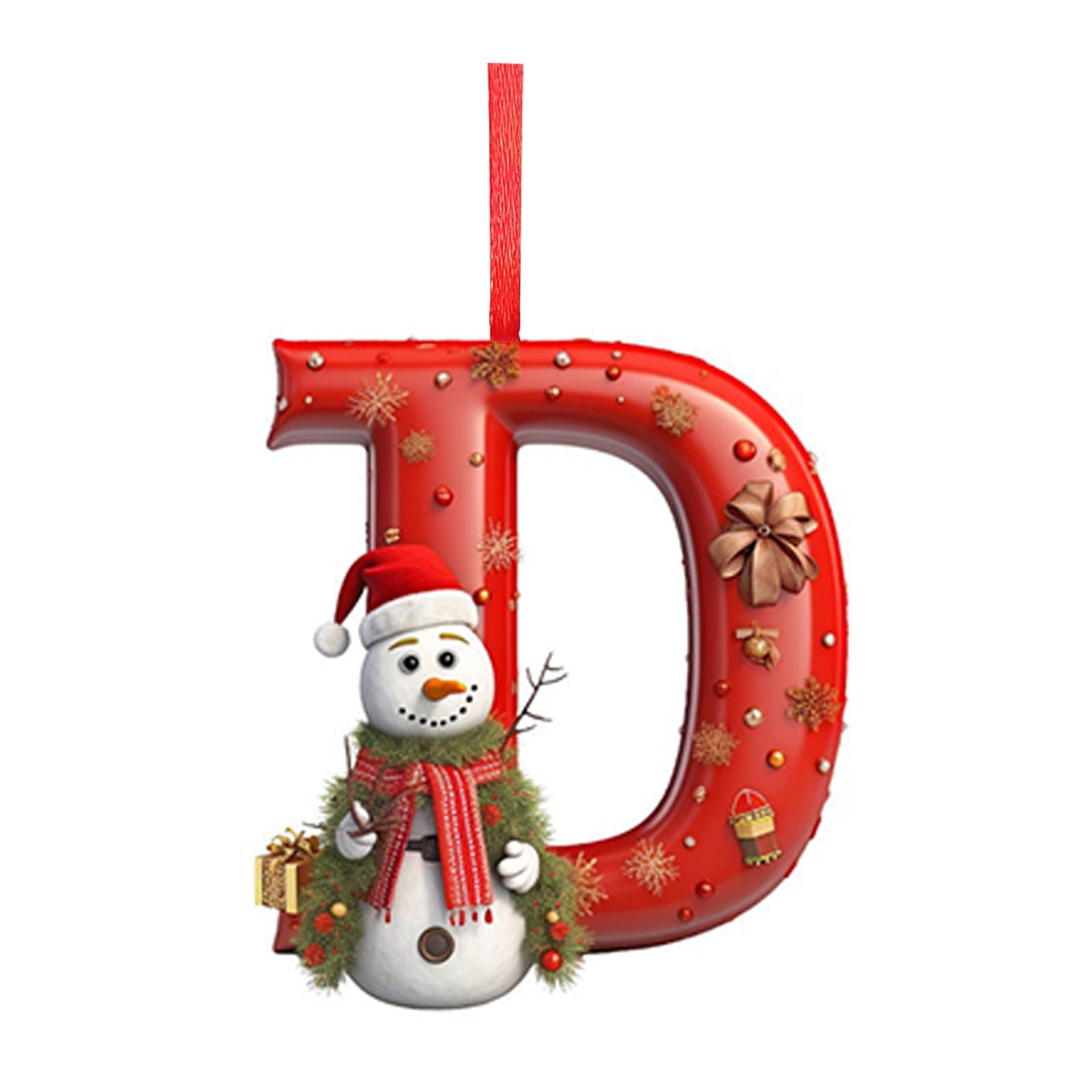 HPMRCR Festive Red Letter A Christmas Ornament with Snowman Design ...
