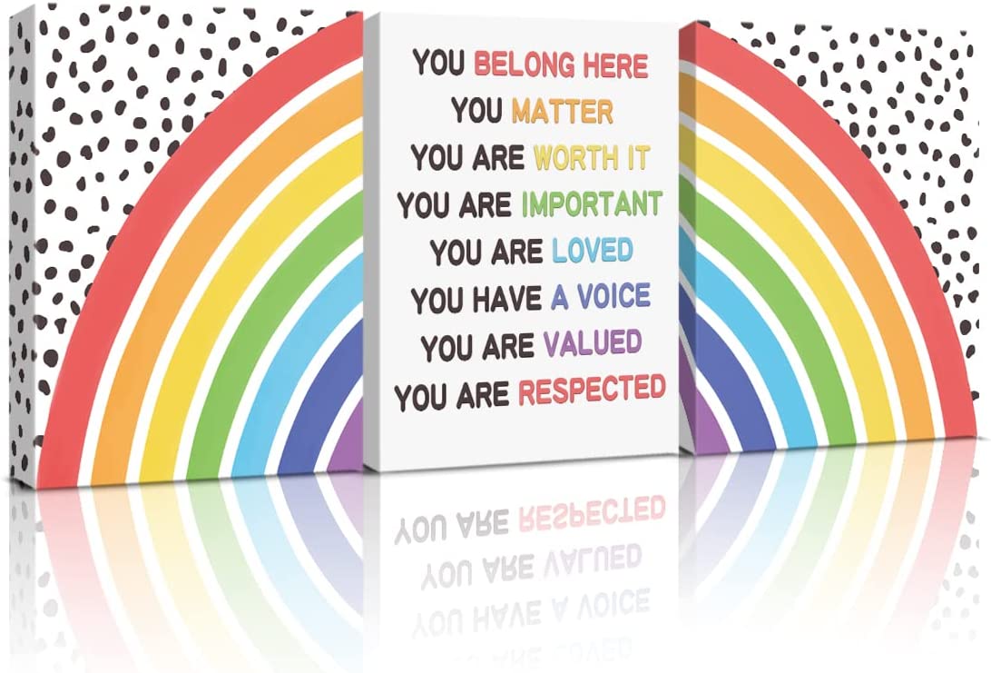 HPNIUB Rainbow Motivational Art Print, Office Lettering Quote Wall Art ...