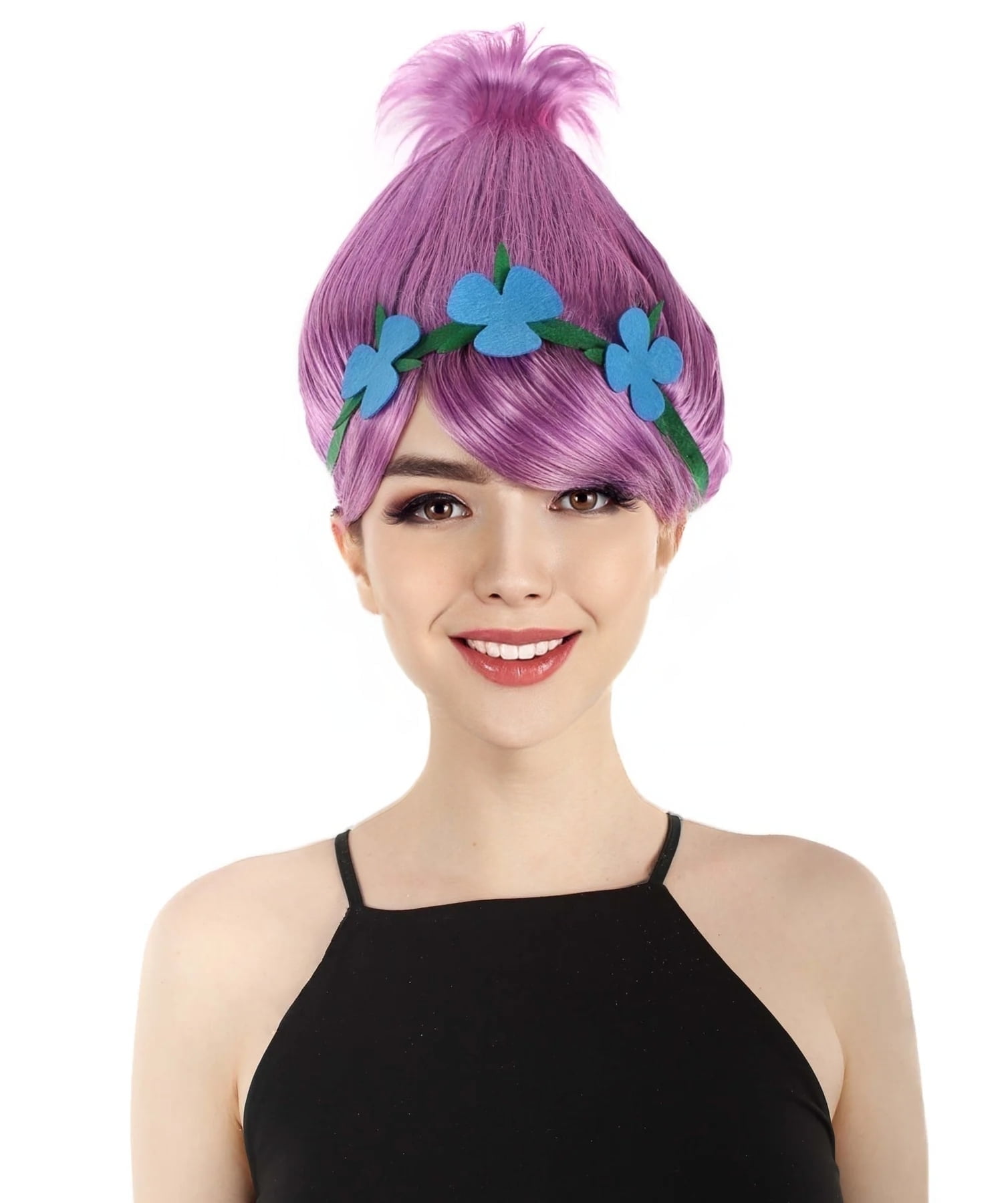 HPO Women’s Adult Princess Troll Wig – Pink Pointy Wig with Flower ...