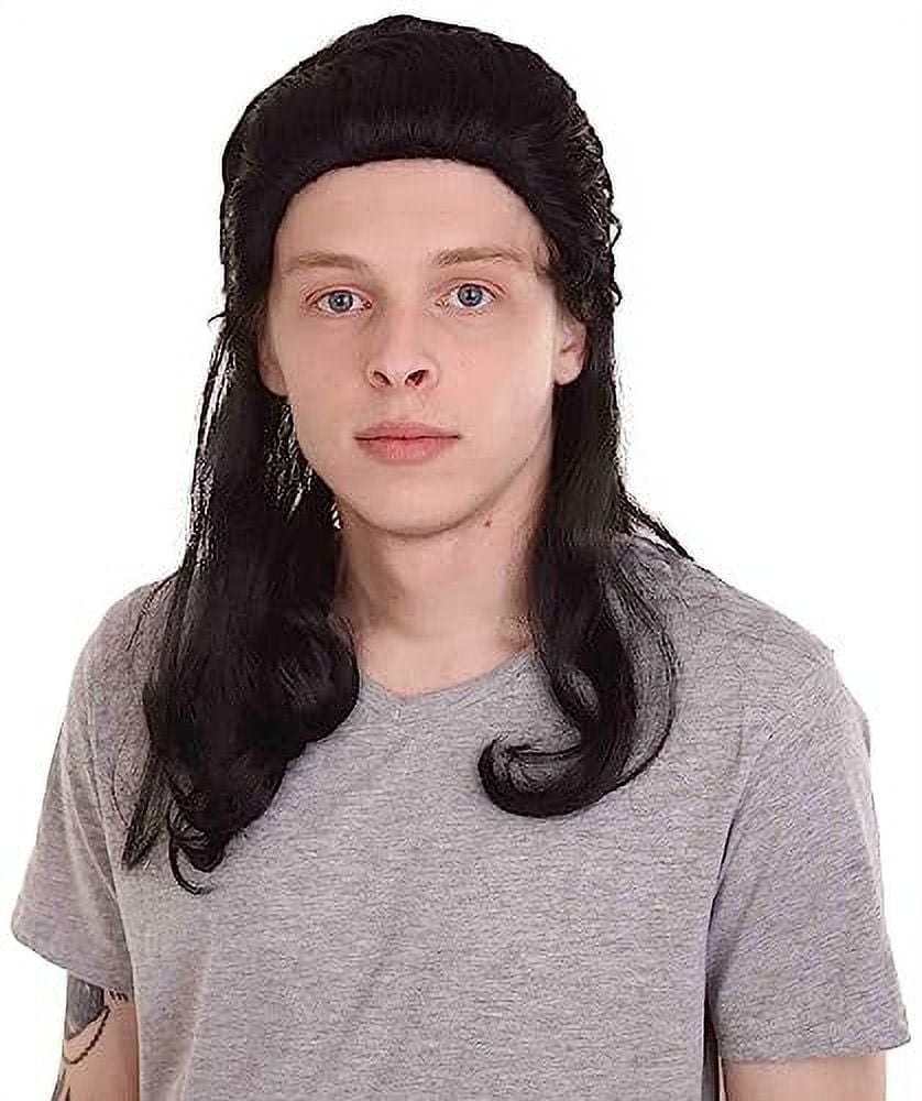 HPO Adult Men's 80's Mullet Black Wig | Retro Halloween Wig - Walmart.com