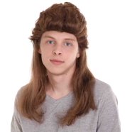 American Redneck Super Mullet Brunette Wig Hillbilly Adult Costume ...