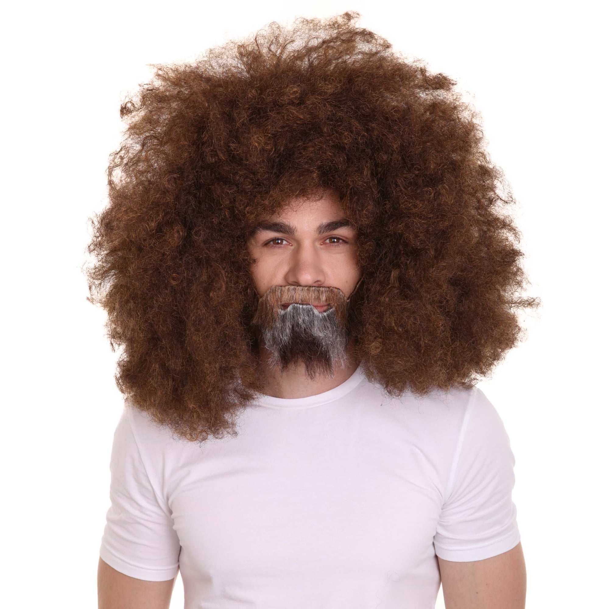 HPO Adult Men's 80s Painter Cosplay Party Long Brown Halloween Wig with ...