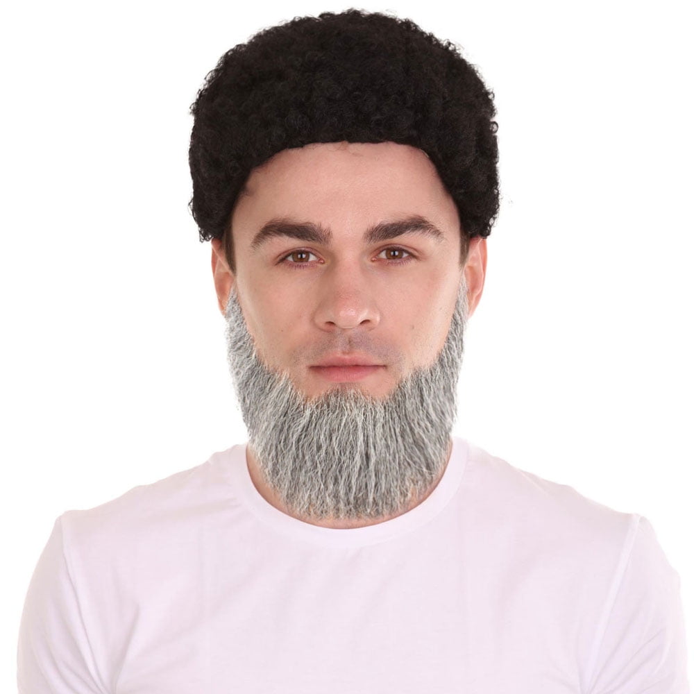 HPO Fake Grey Beard, Adult Men's American Actor Full Grey Color Beard ...