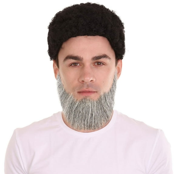HPO Fake Grey Beard, Adult Men's American Actor Full Grey Color Beard ...