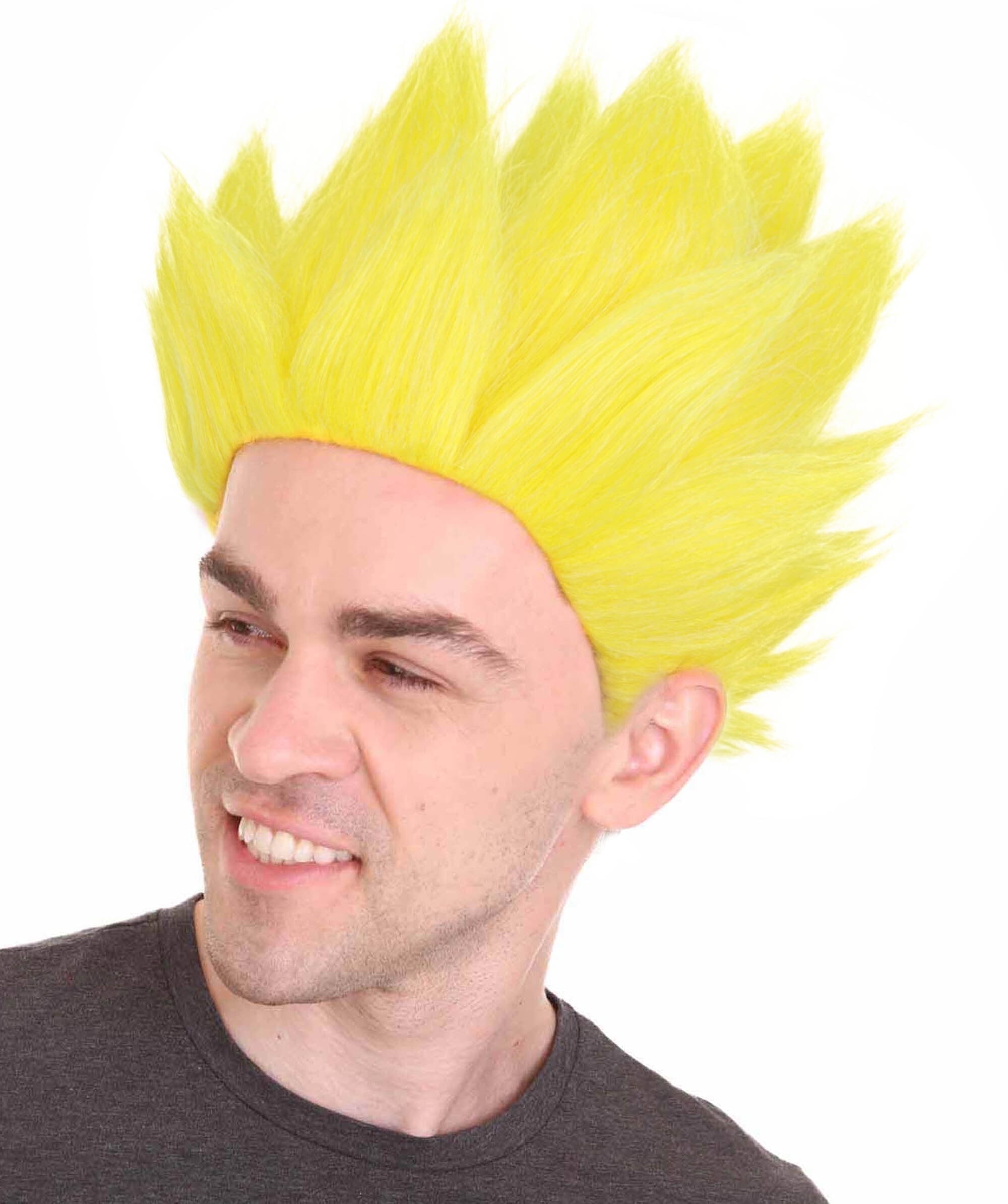 HPO Anime Yellow Blonde Spiky Wig - Flame-Retardant Synthetic Hairpiece ...