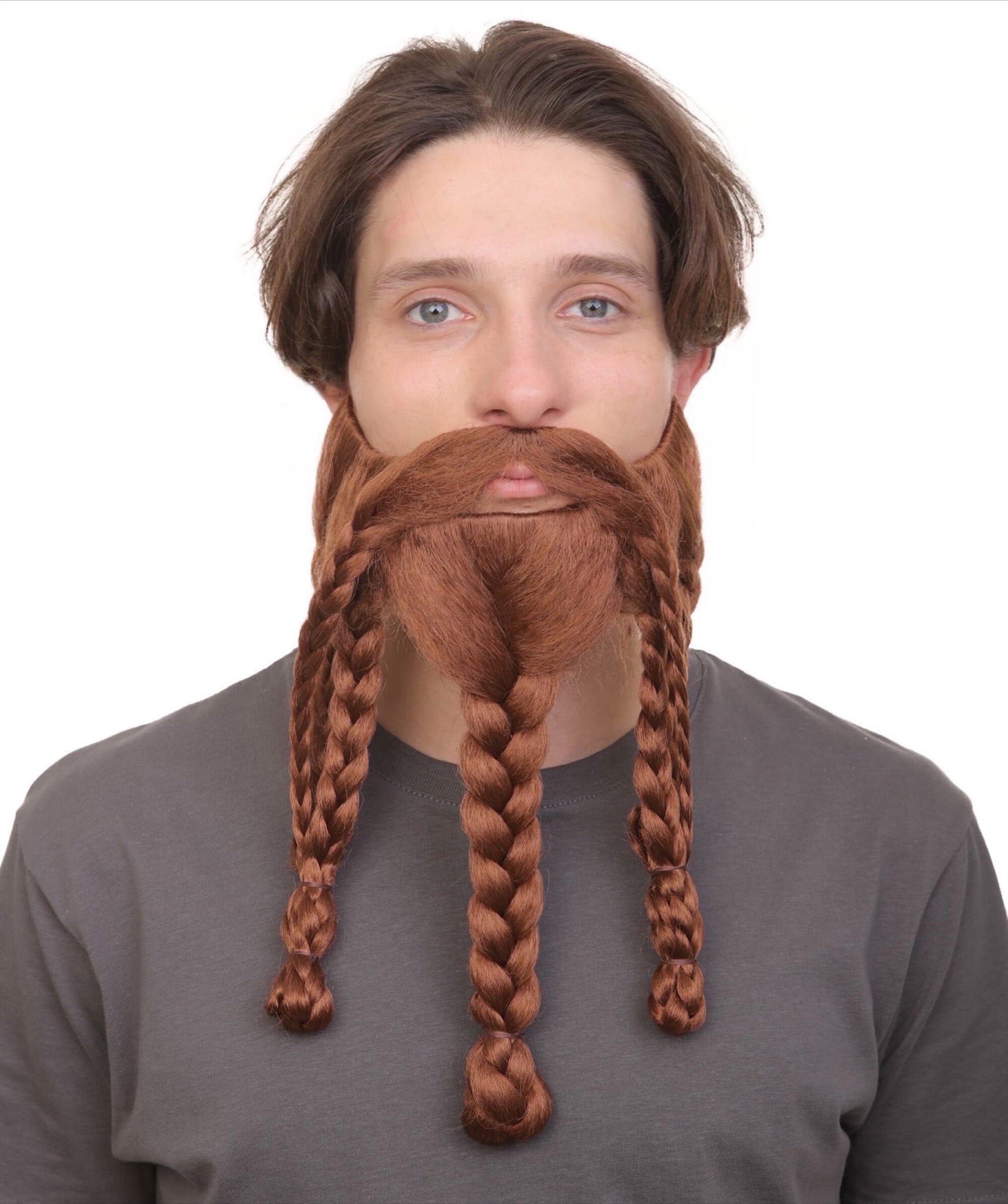 HPO Adult Men's Braided Viking Beard and Mustache | Redish Brown Color ...