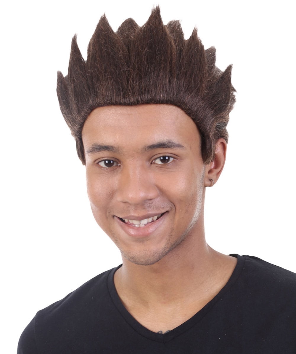 HPO Adult Men's Brown Spiked Animated Wig, Best for Halloween, Flame ...