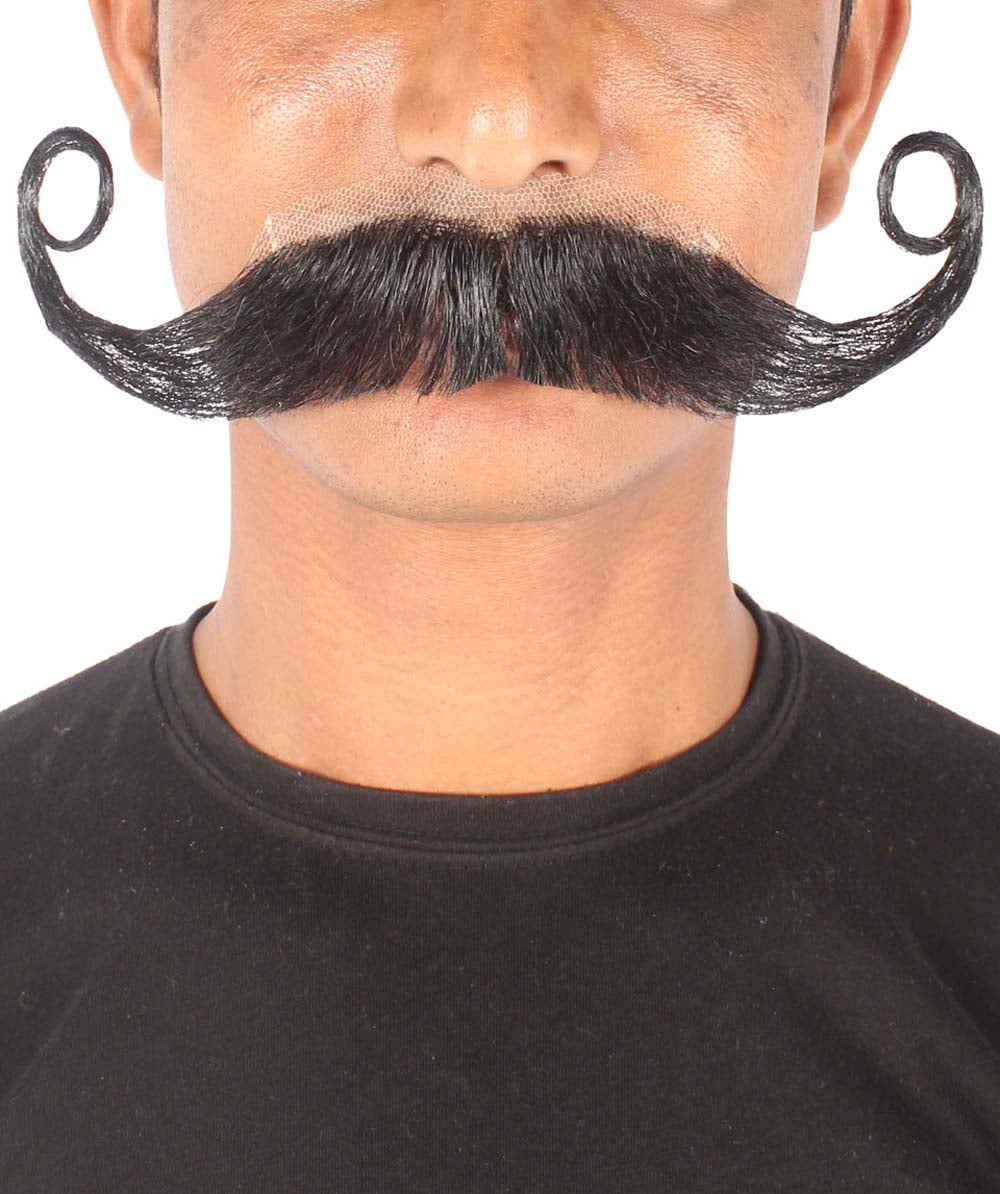 HPO Adult Men’s Captain Hook Human Hair Curly Mustache | Multiple Color ...