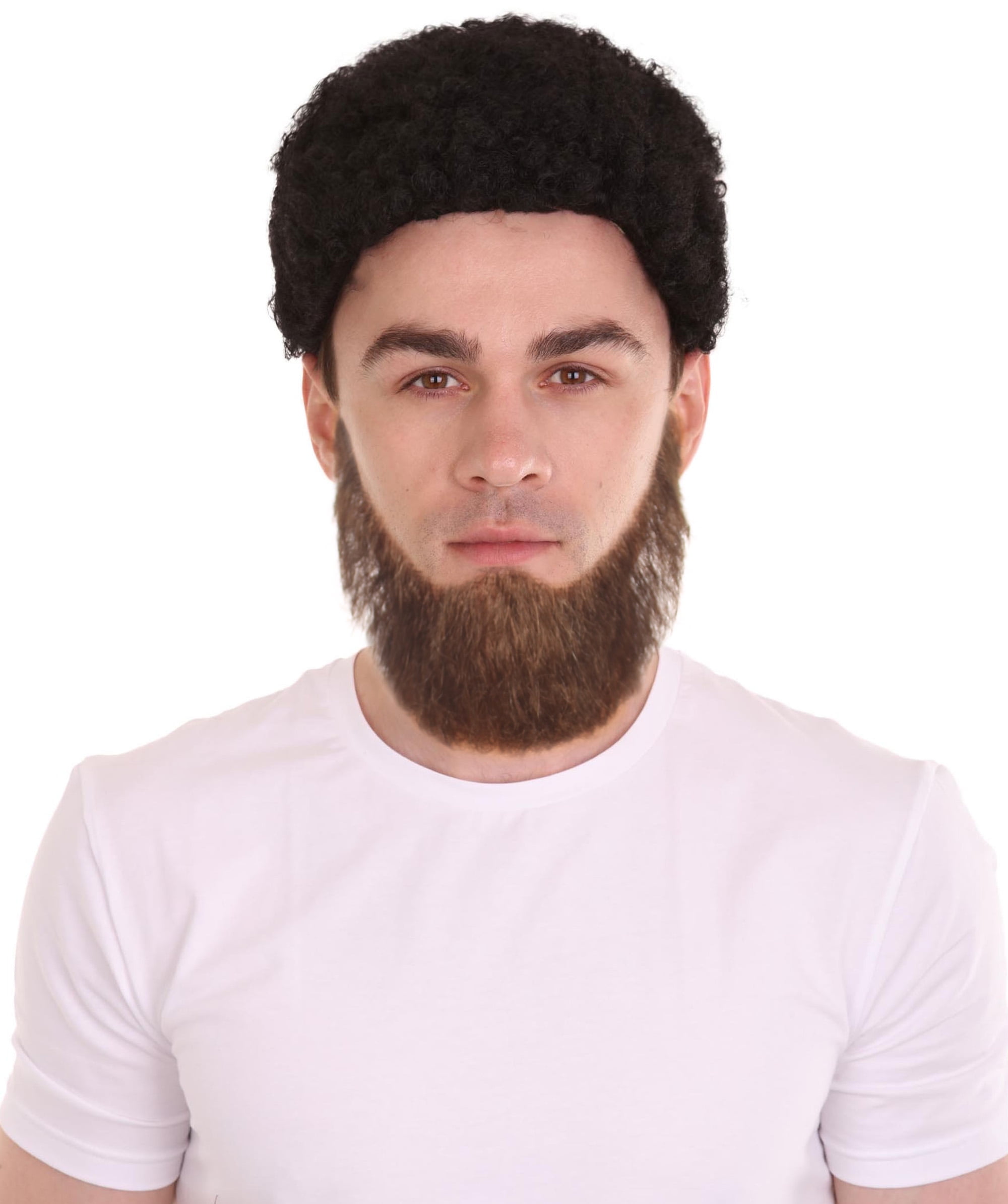 HPO Adult Men's Chin Curtain Style Long Beard Set Brown Cosplay Beard ...