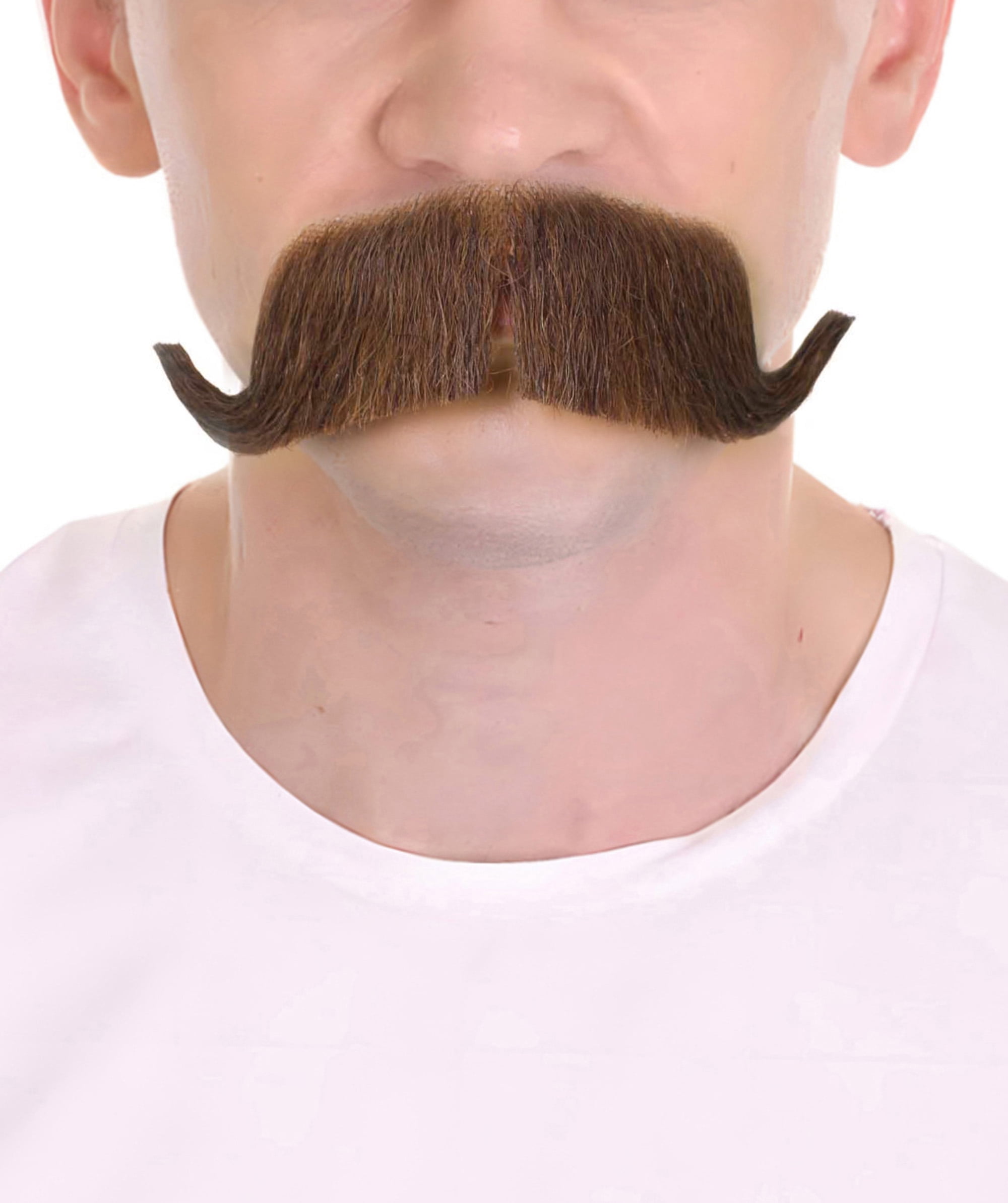 HPO Adult Men's Fake Human Hair Grandpa Curly Comb Mustache | Novelty ...