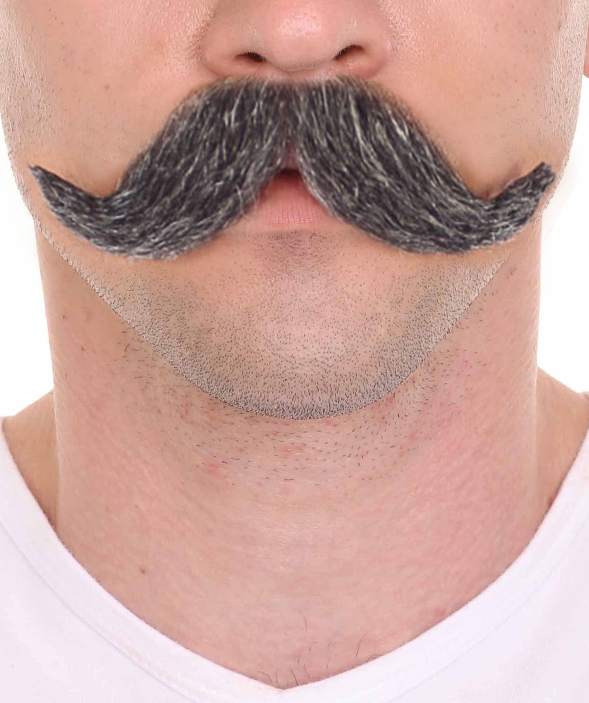 HPO | Adult Men's Gray Color Fake Mustache | Imperial Human Hair ...