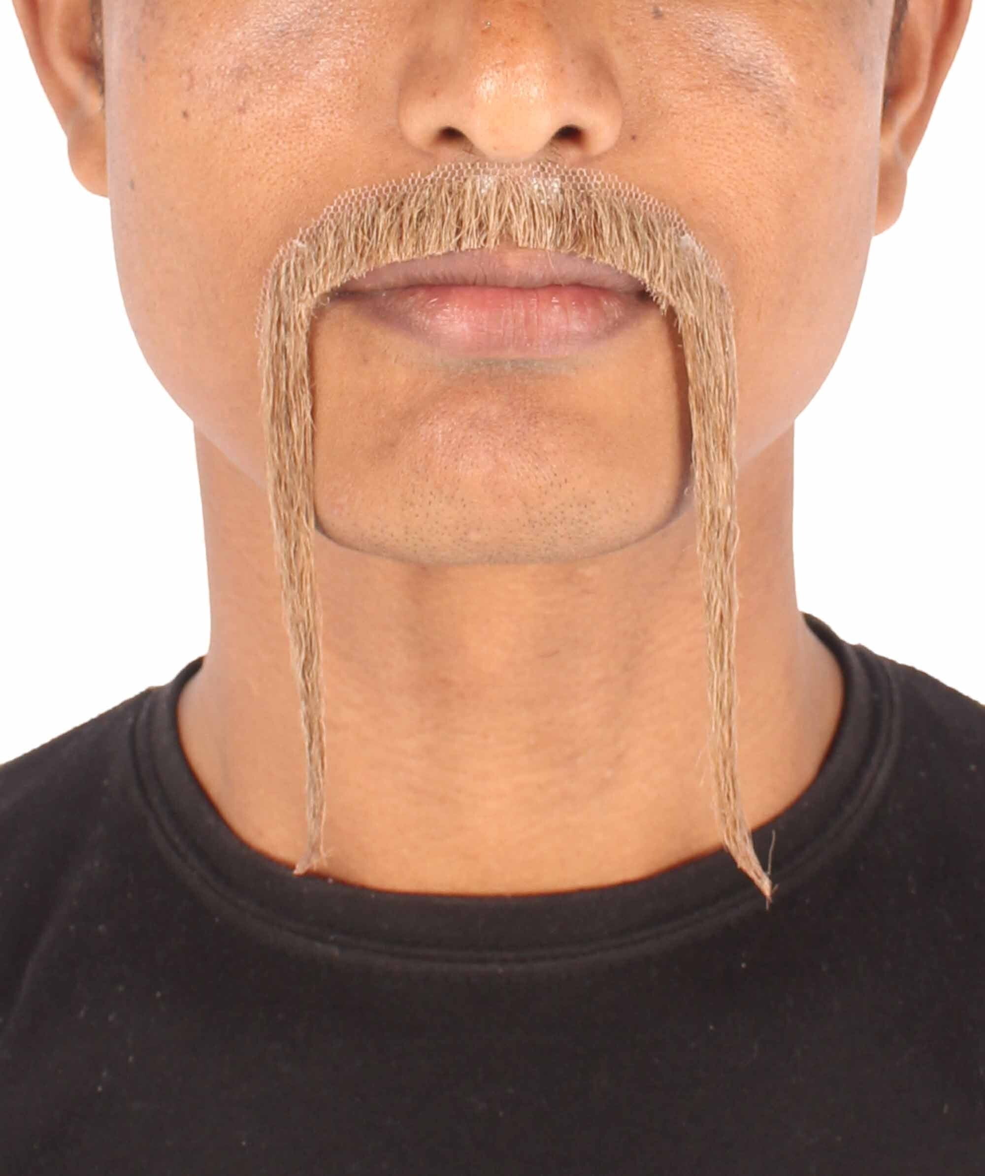 HPO Adult Men's Human Hair Mustache Cosplay Facial Hair (Mix-Brown ...
