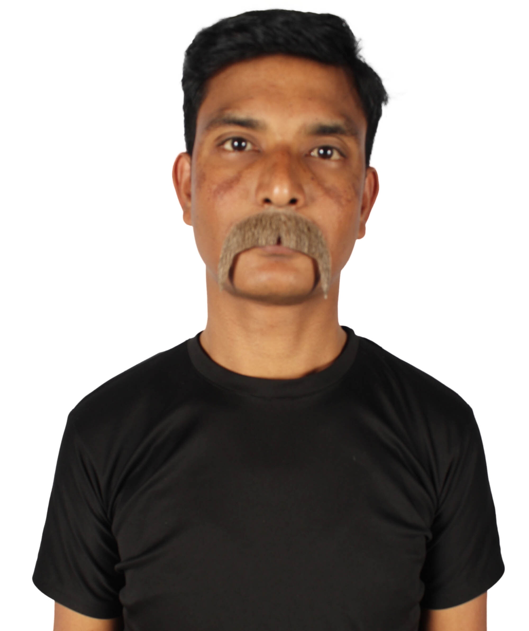 HPO Adult Men's Human Hair Mustache Cosplay Soft Brown Color Facial ...