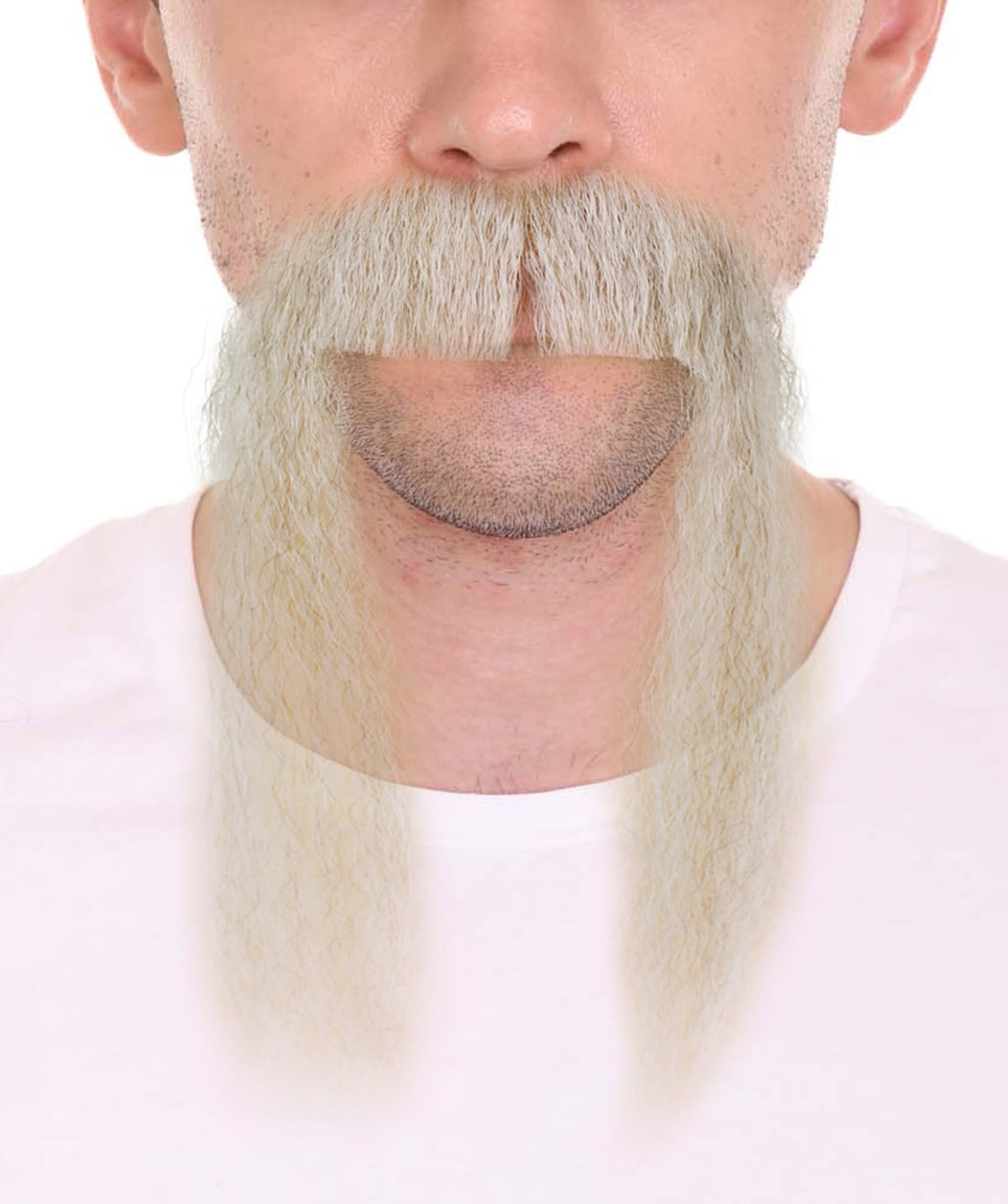 HPO Adult Men's Human Hair Mustache White & Grey Color Facial Hair ...