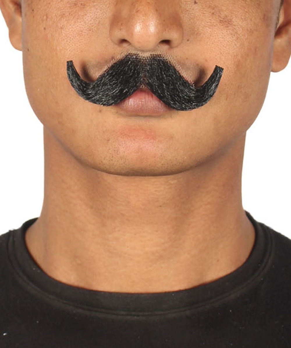 HPO Adult Men's Fake Mustache Black Color False Facial Hair, Costume ...