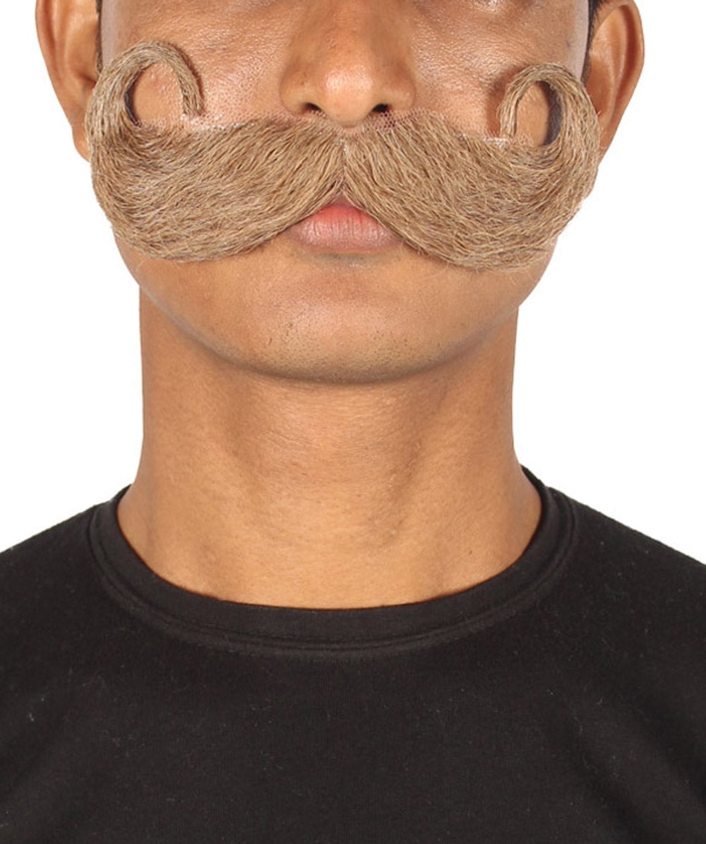 HPO Adult Men's Imperial Twisted Mustache & Sideburn Brown Color ...