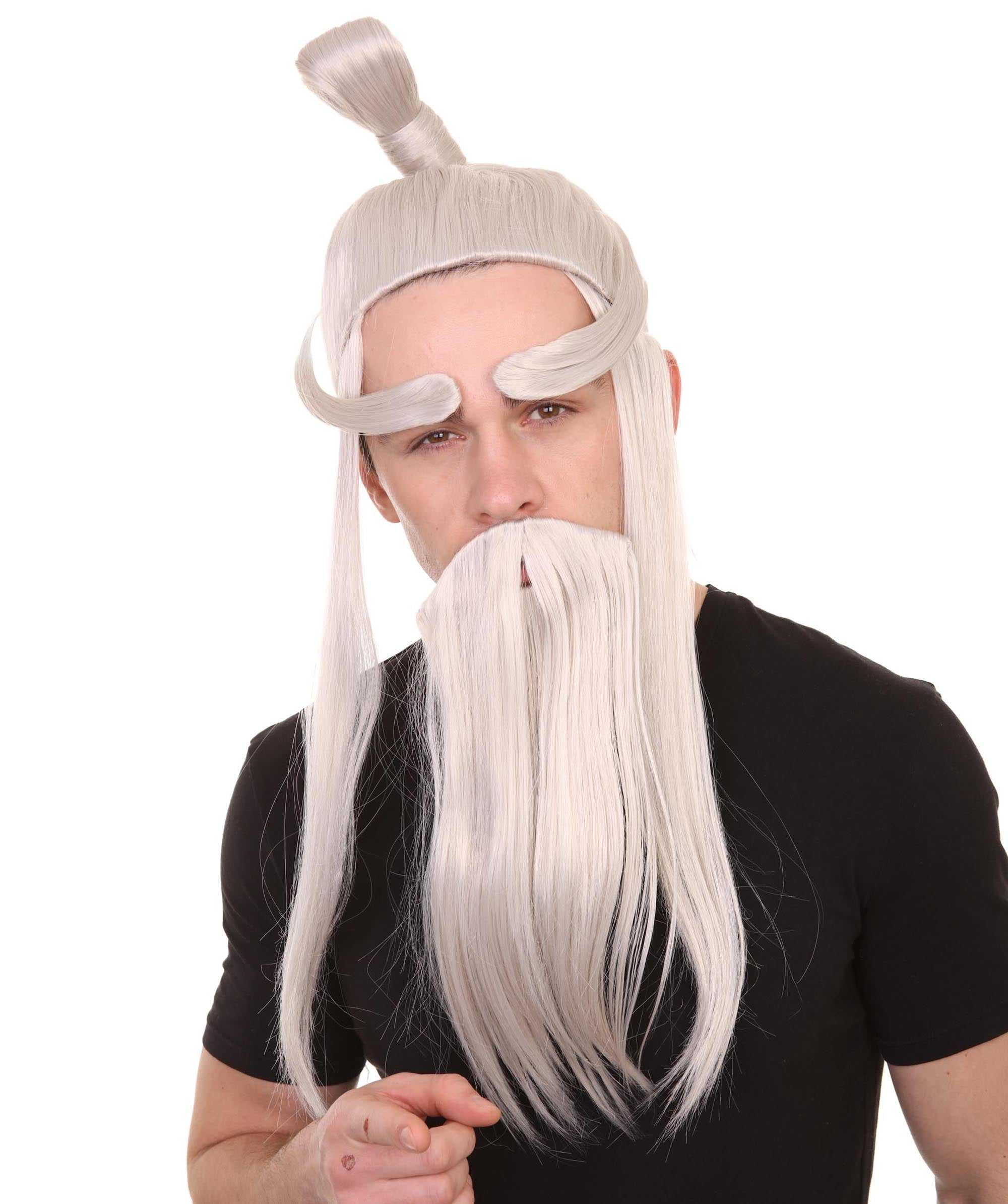 HPO Cosplay Martial Art Master Wig with Beard and Eyebrows for Adults ...