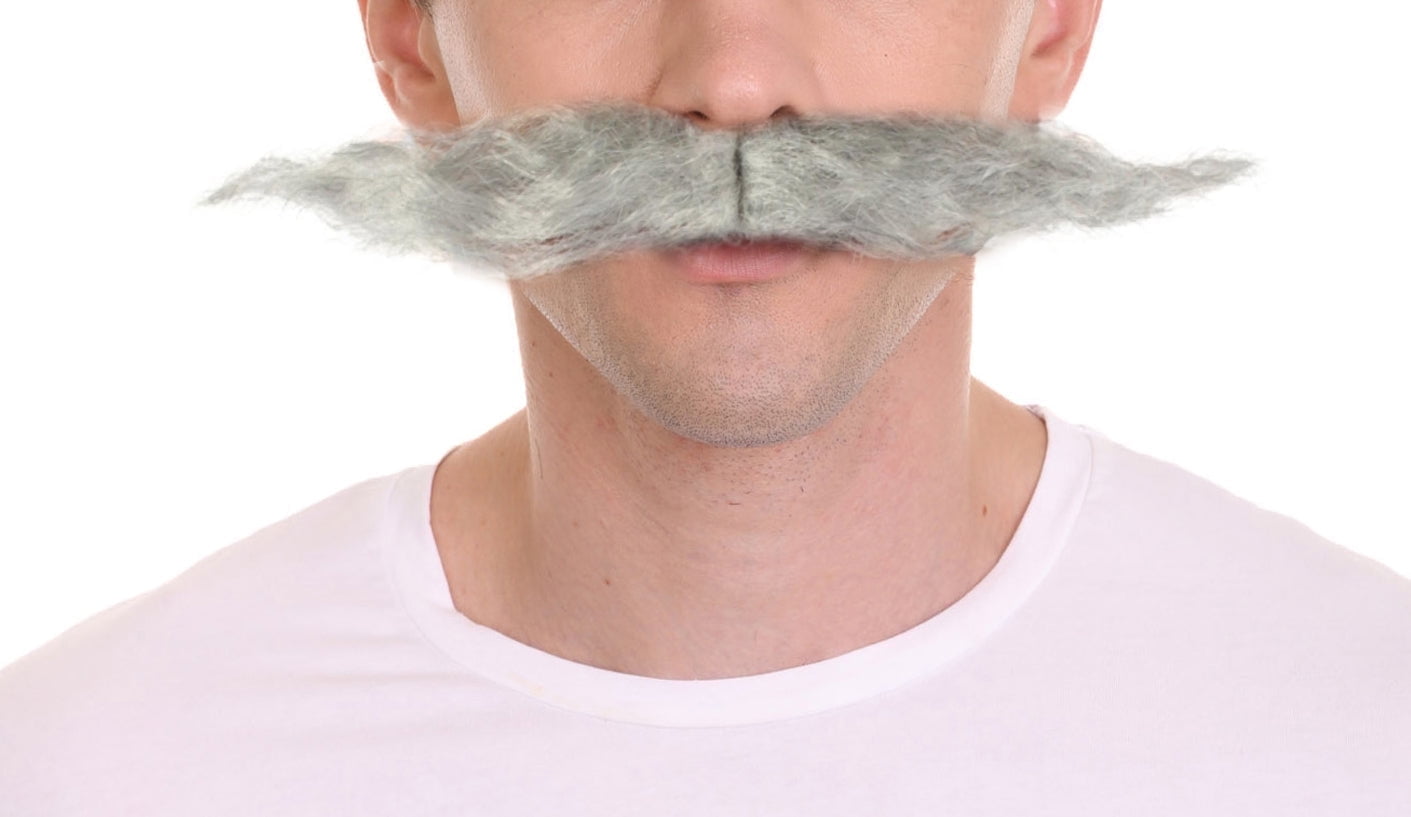 HPO Men's Sticky Mustaches for Adults, Doctor Supervillain Long Curly ...
