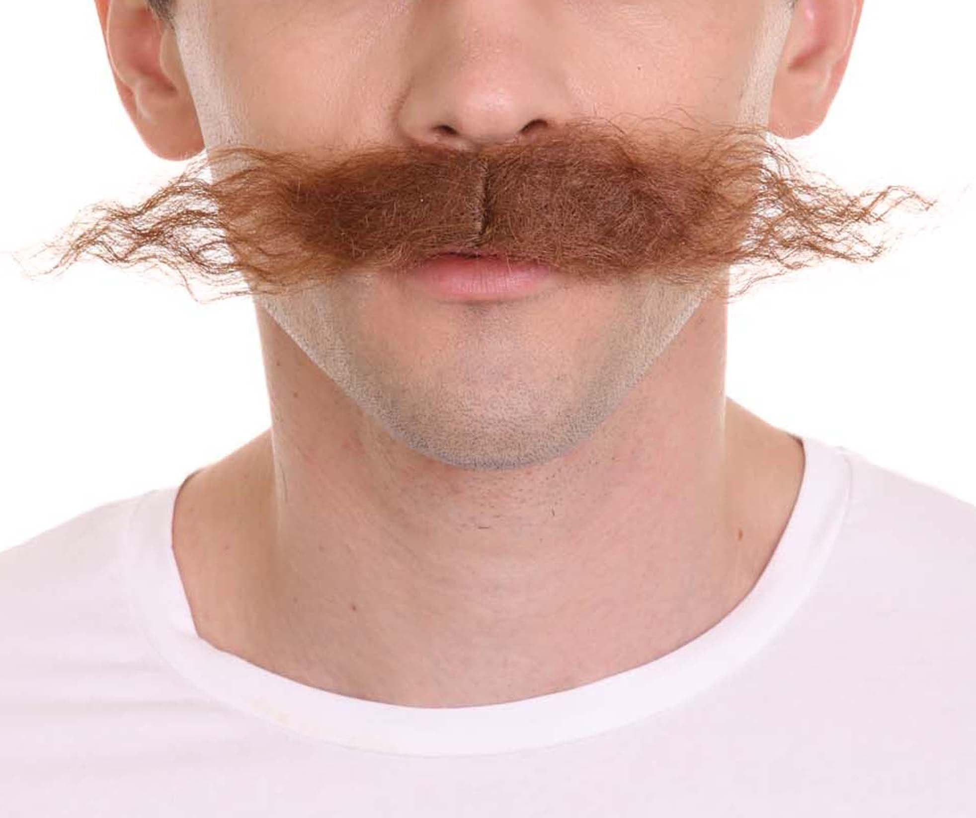 HPO Adult Men's Mechanical Genius Curly Moustache Brown Color Facial ...