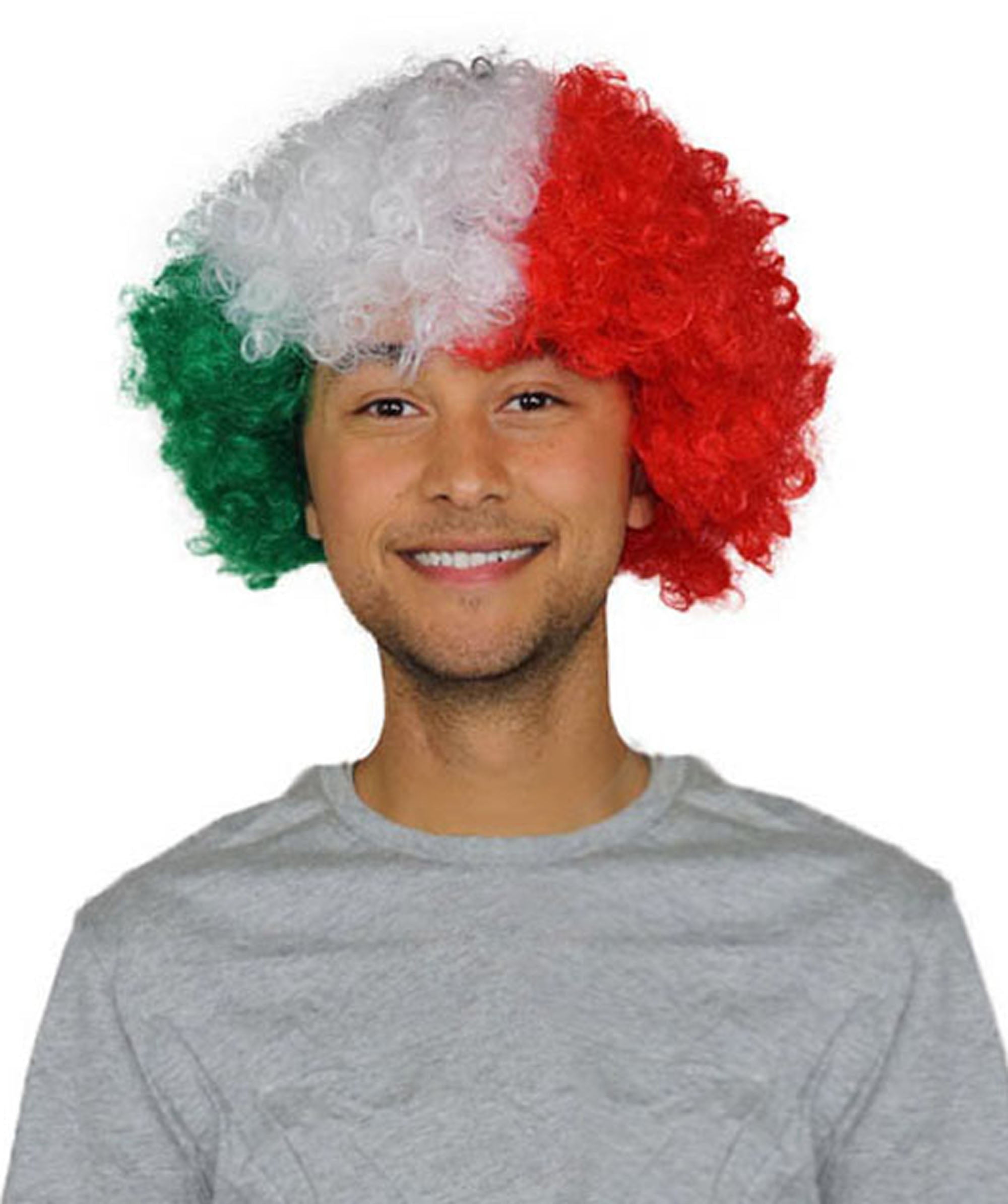 HPO Adult Men's Mexico Sports Flag Red White Green Color Wig, Best for ...