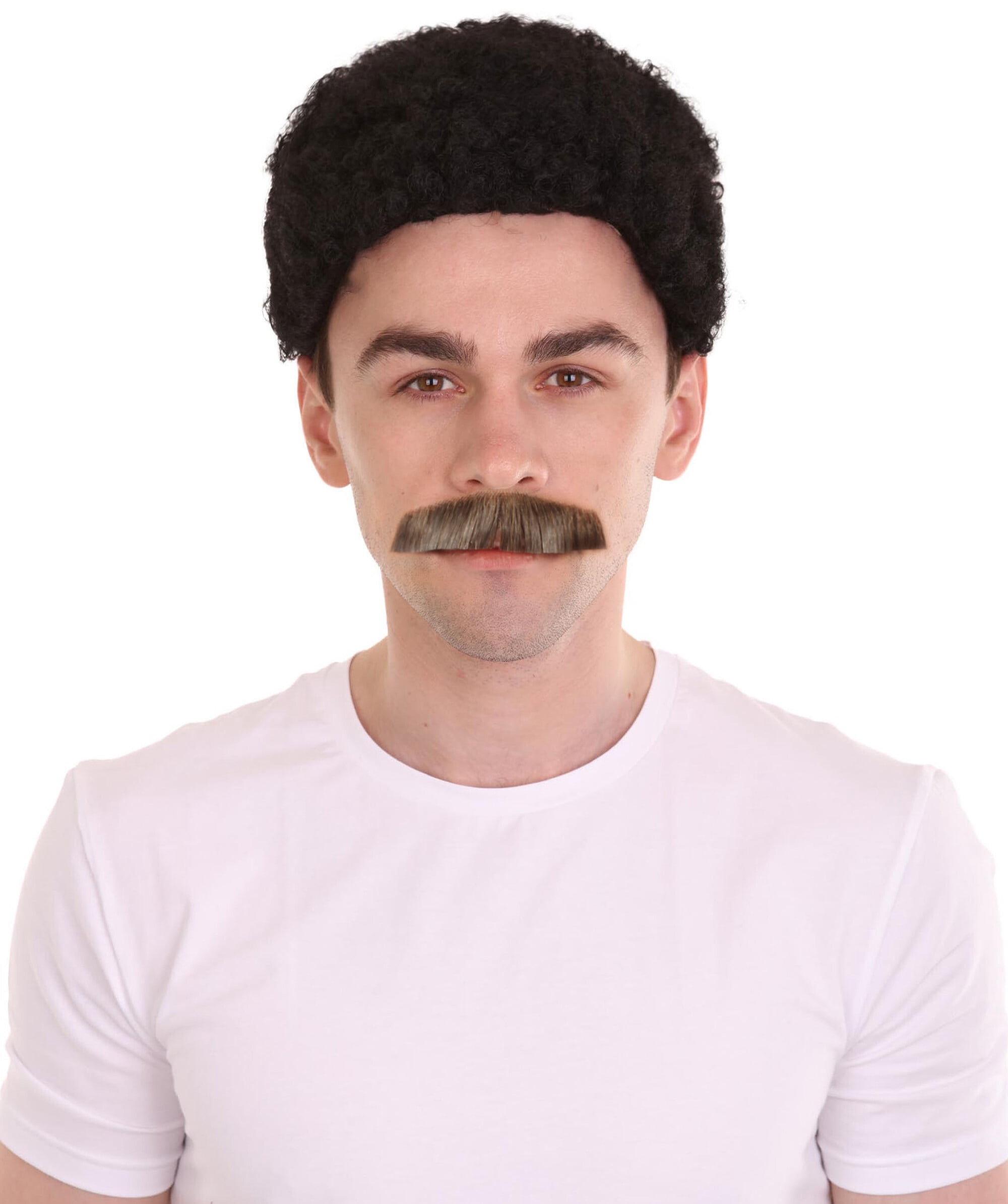 HPO Adult Men's Movie Fake Human Costume Facial Hair Mustache Brown ...
