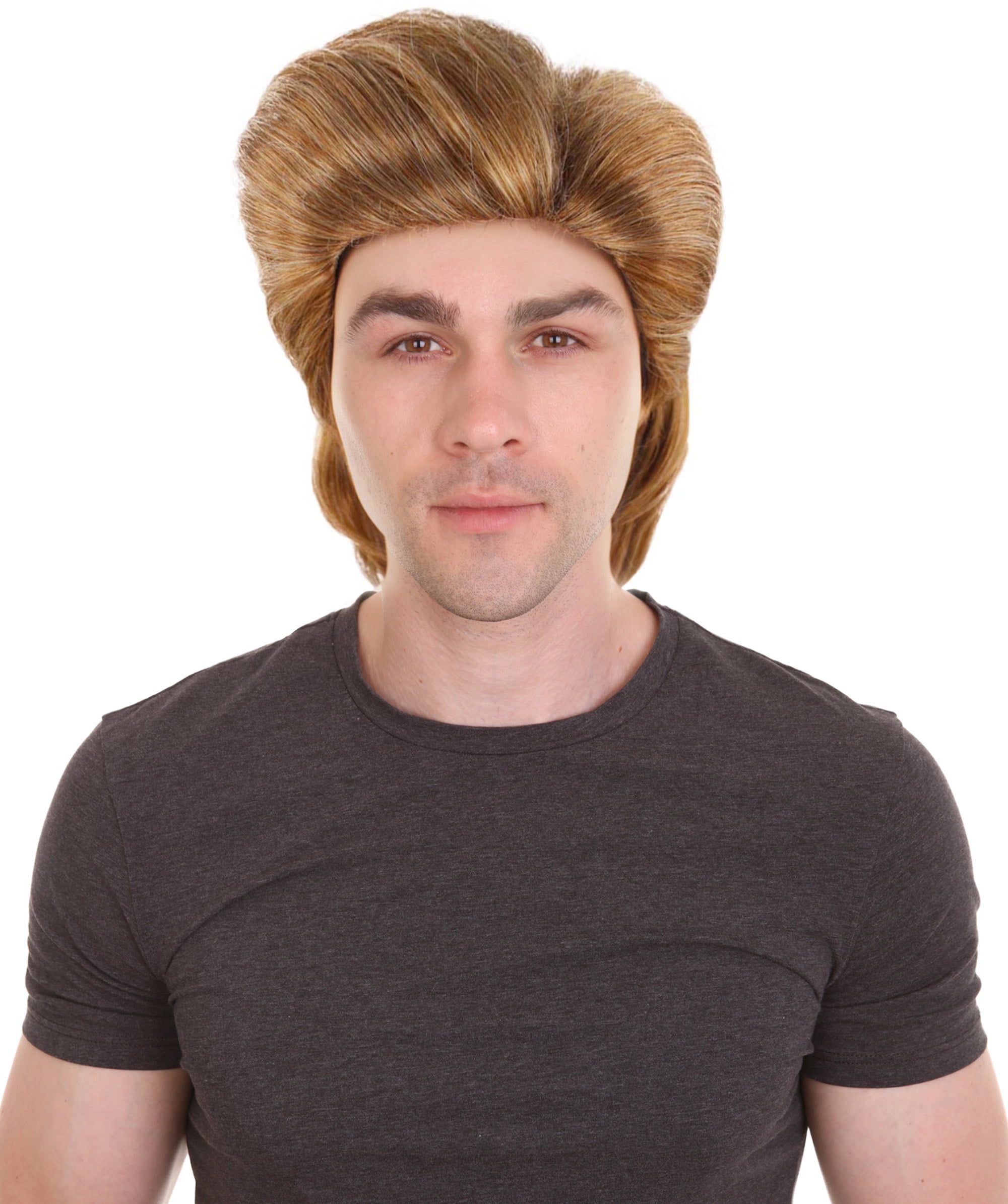 HPO Adult Men's Mullet Wig Brown Color, Perfect for Halloween | Premium ...