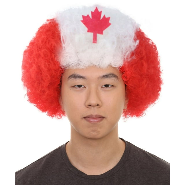 HPO Adult Men's Patriotic Canada Flag Red & White Color Halloween Wigs ...