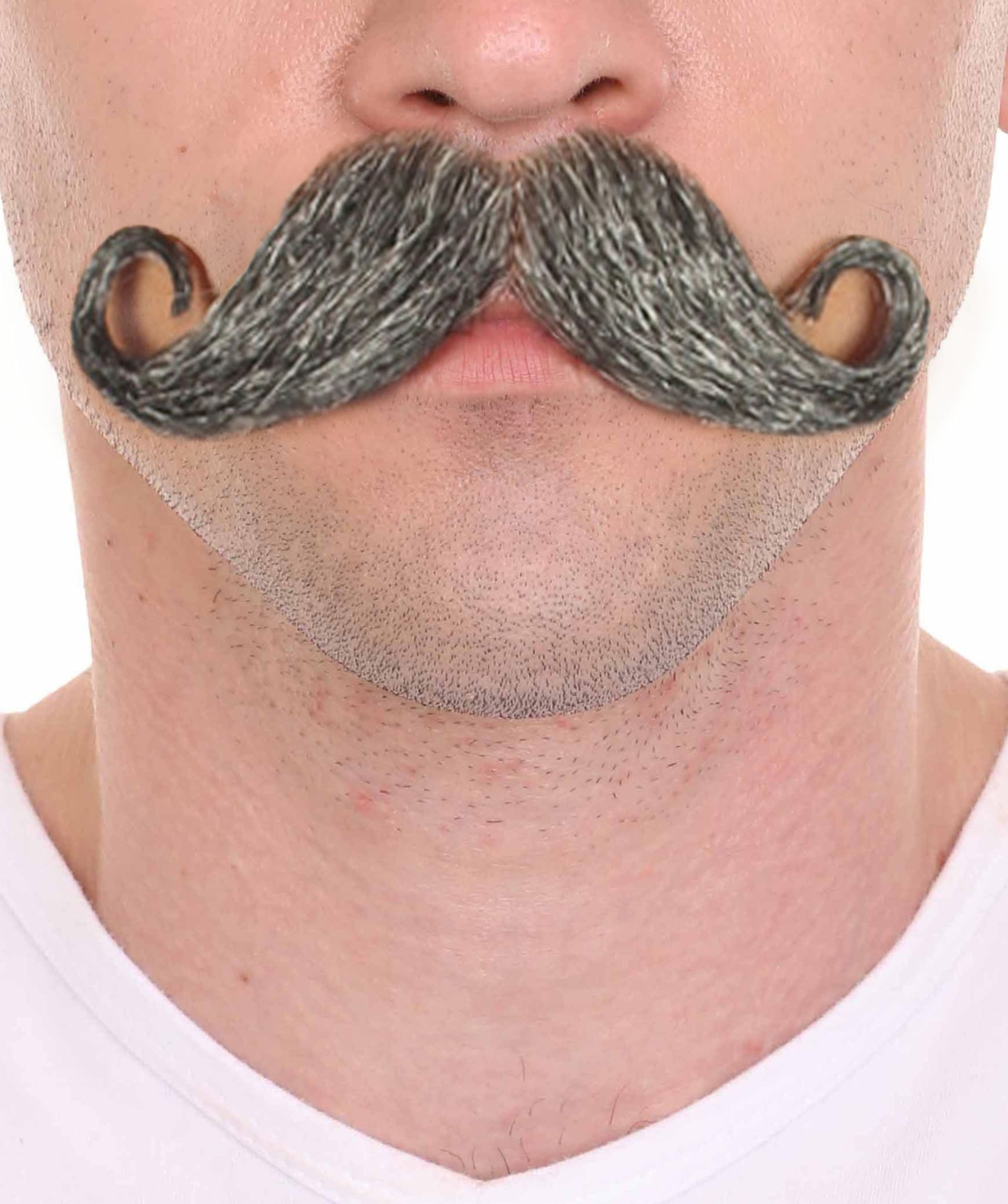 HPO Adult Men's Grey Fake Mustache Set – Rollie Fingers Style Facial ...