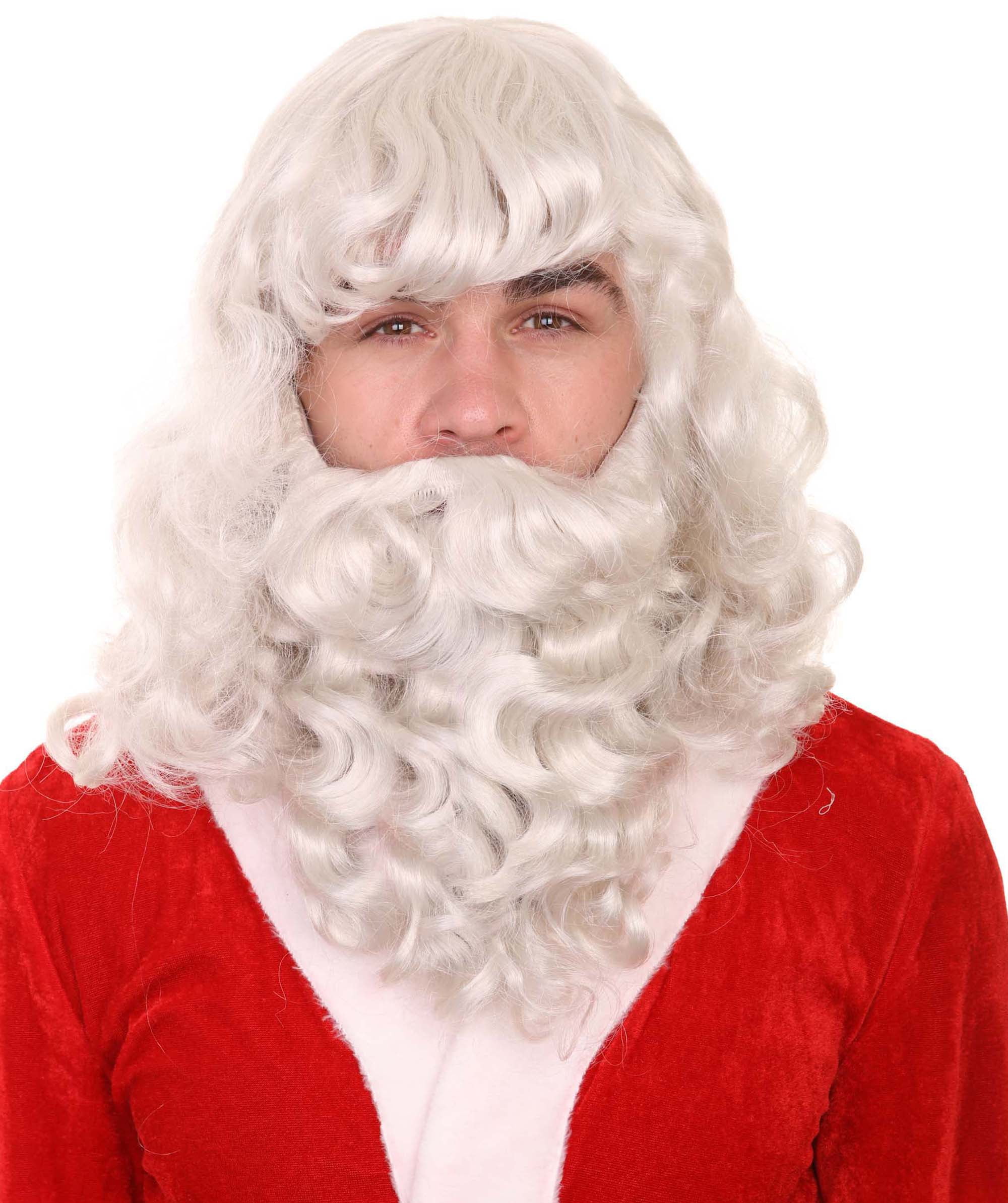 HPO Adult Men's Santa Claus Beard and Wig Set for Professional Marry ...