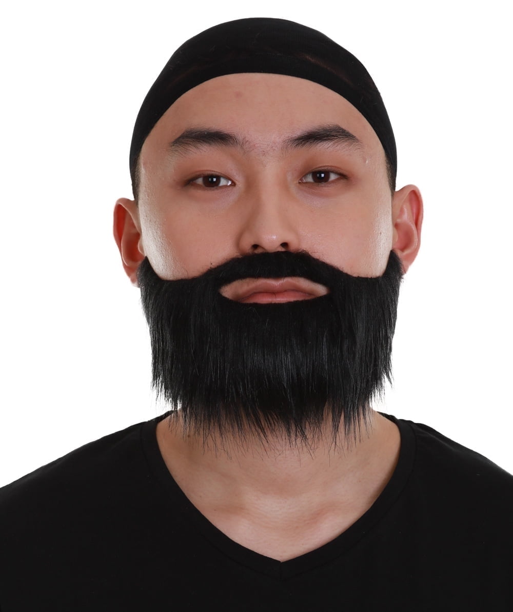 HPO Adult Men's Thick Sleek Beard Straight Sleek Beard Styles Black ...