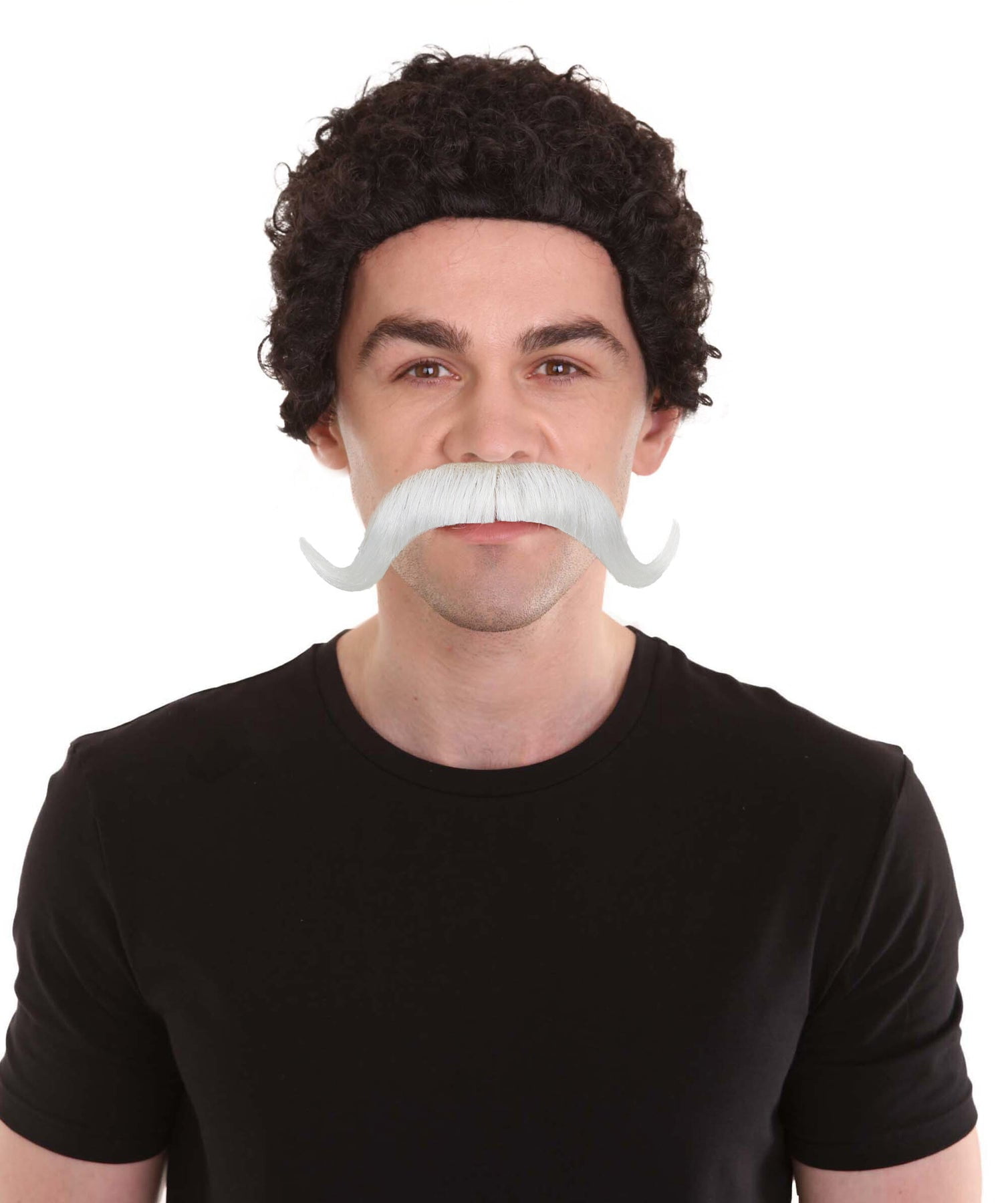 HPO Adult Men’s White Fake Mustache – Synthetic Fiber Facial Hair for ...