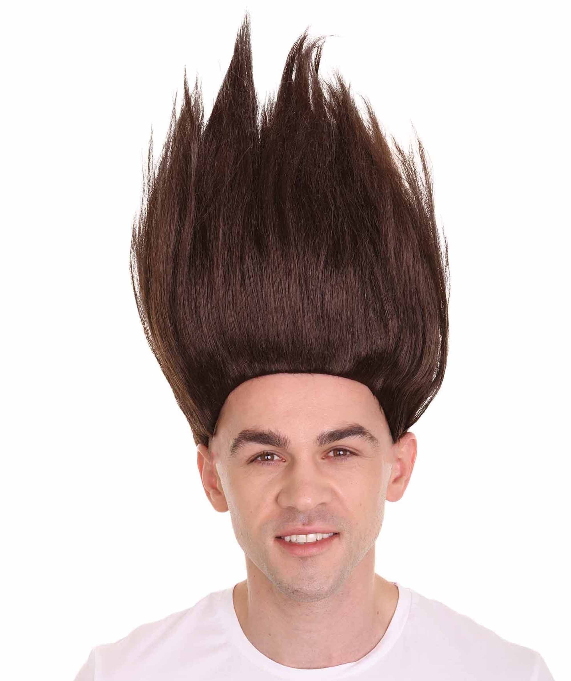 HPO Adult Mens Trolls Black Straight Spiked Wig, perfect for Halloween ...