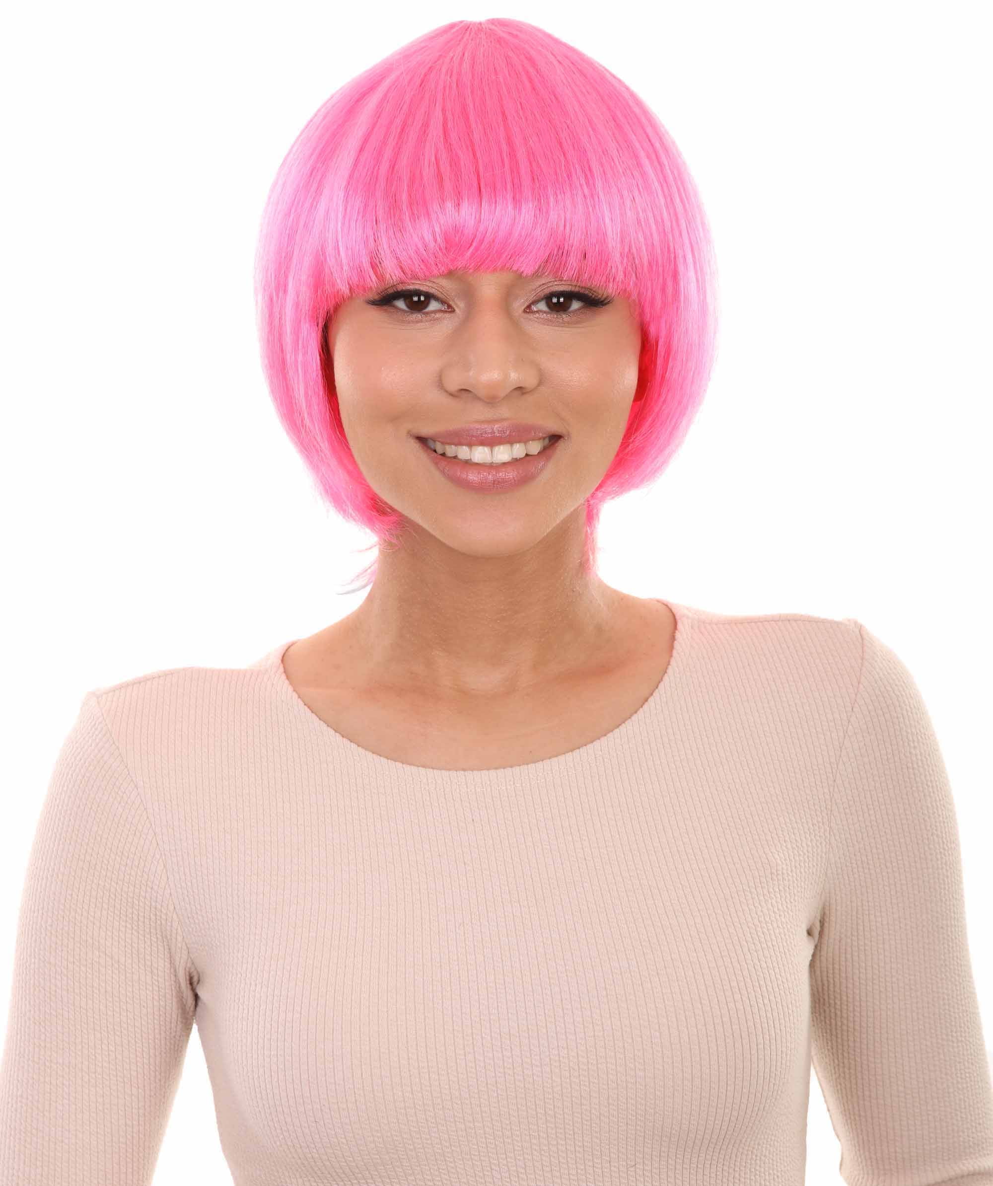 HPO | Adult Neon Pink Bob Womens Wig | Party Ready Fancy Cosplay ...