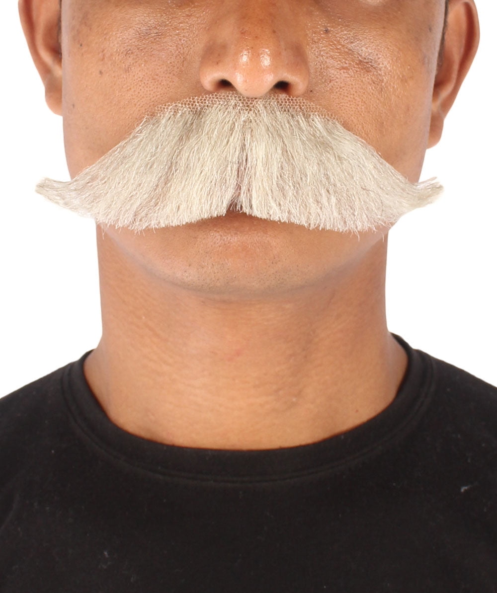 HPO Adult Premium Watson Human Facial Hair Mustache For Men | White ...