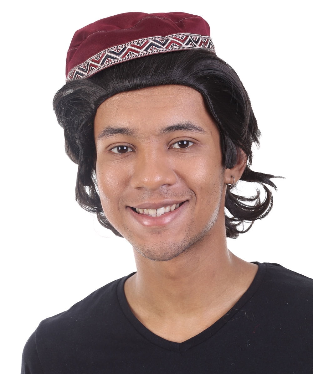HPO Adult Prince Wig with Hat Set | Dark Brown TV/Movie Wigs | Premium ...