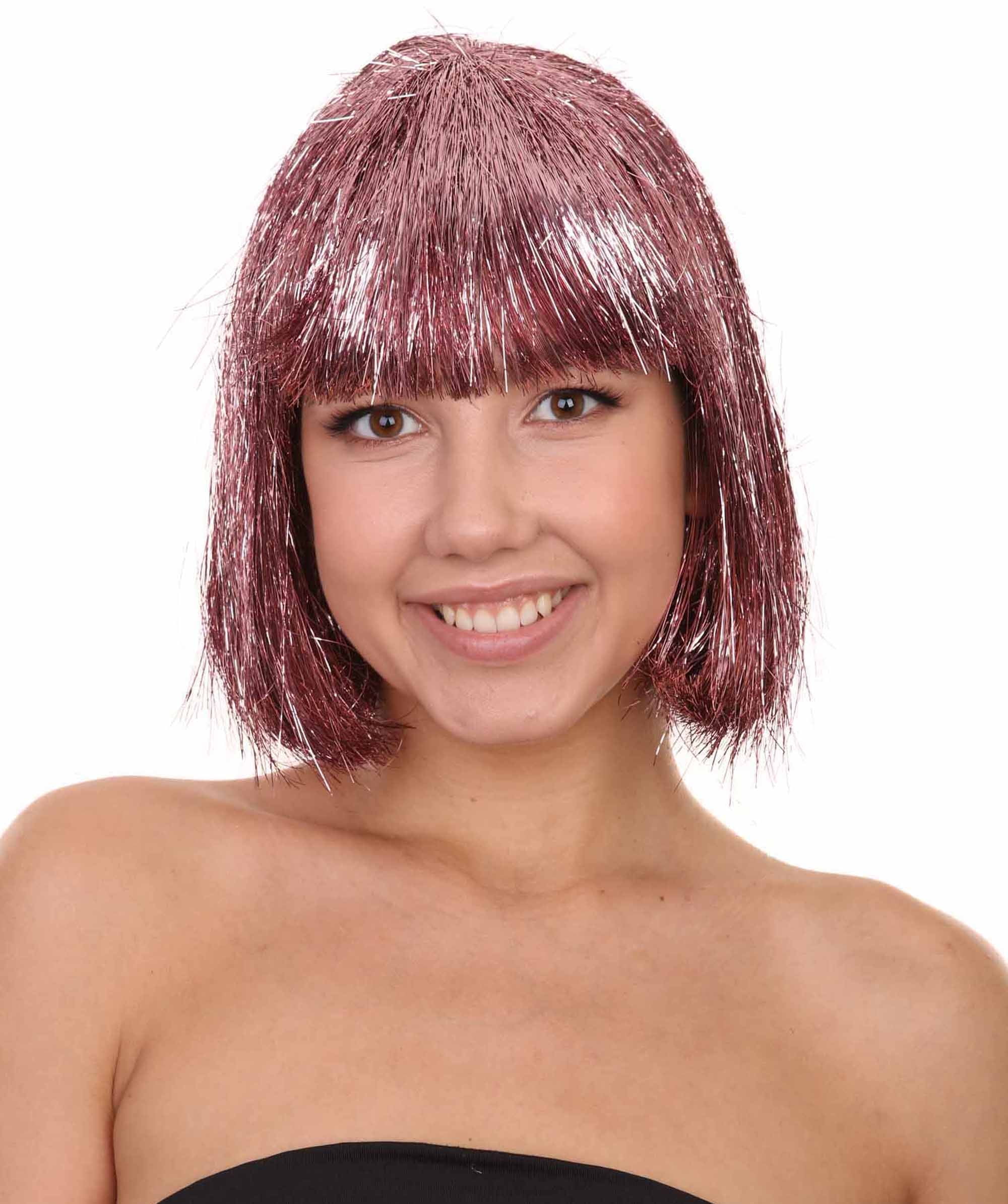 HPO | Adult Purple Color Women's Tinsel Bob Wig Collection | Capless ...