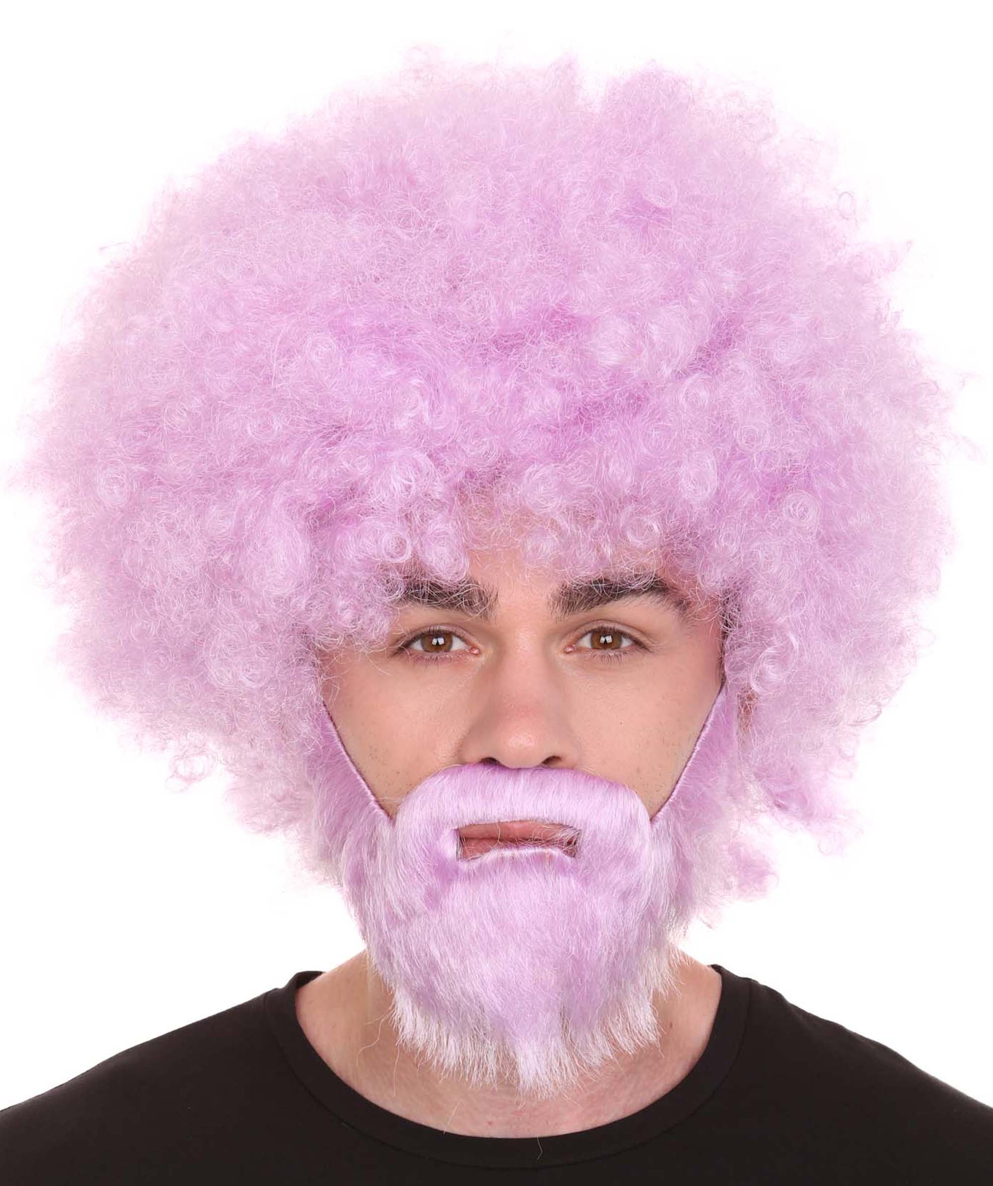 HPO Adult Unisex 80's Painter Black Halloween Wig and Light Purple and Patches of Light Purple ...