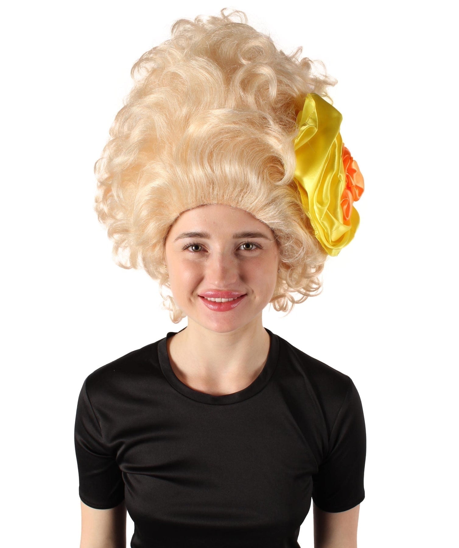 HPO Adult Unisex Drag Race Blonde Curly Beehive Wig with Sequin Flower ...