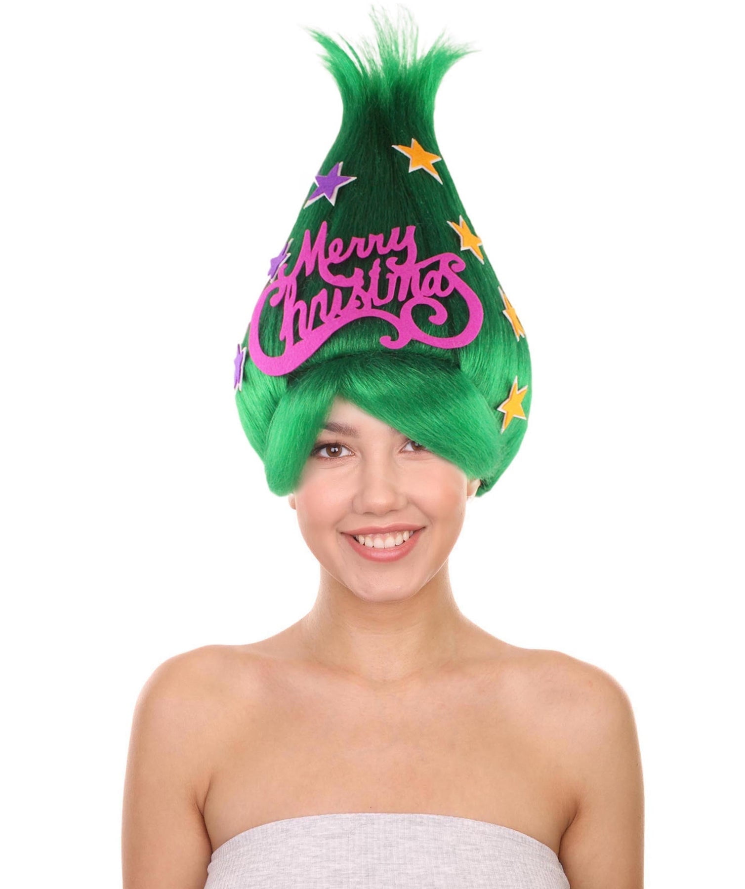 HPO Adult Unisex Green Color Christmas Tree Wig | Merry wigs| Premium ...