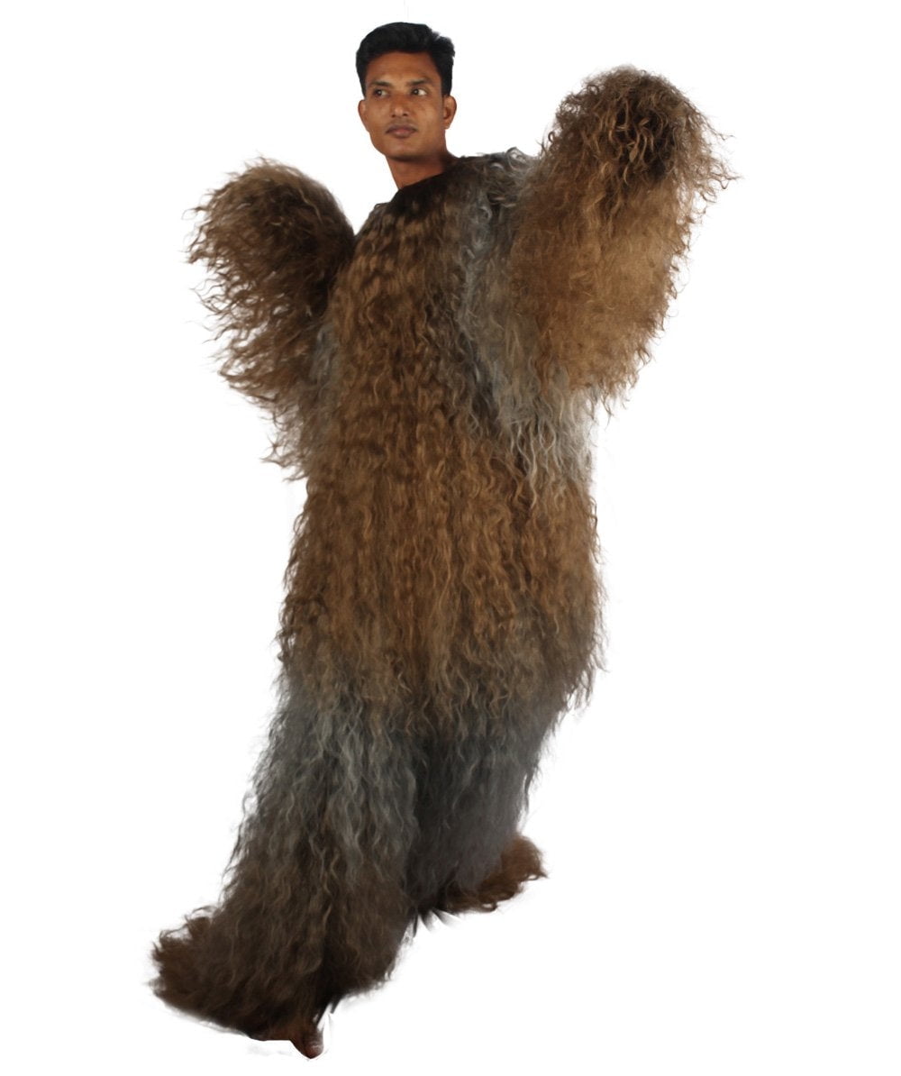 HPO Adult Unisex Yeti Costume – Long Hair Bigfoot Outfit in Brown ...