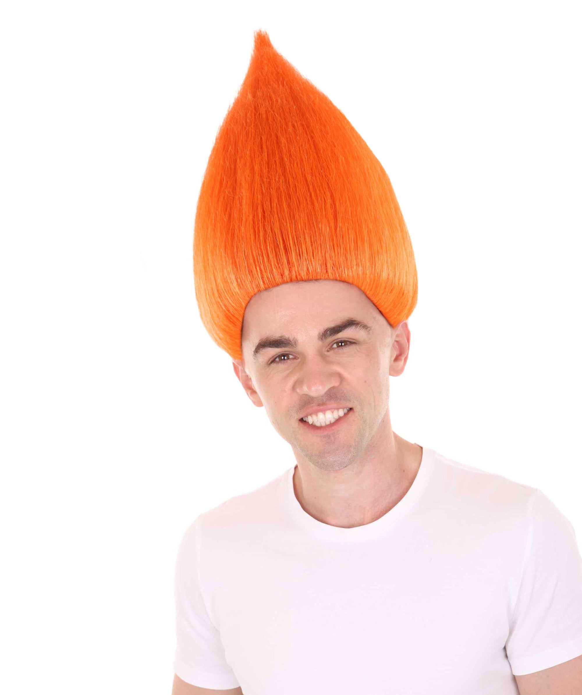 HPO Adult Unisex Orange Color Straight Cosplay Halloween Troll Wig ...