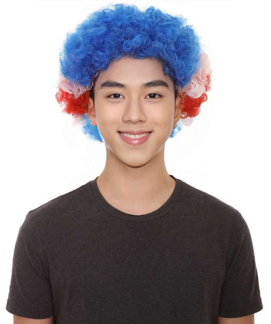 HPO Adult Unisex Patriotic Costa Rica Sport Flag Sport Fun Wig | Blue ...