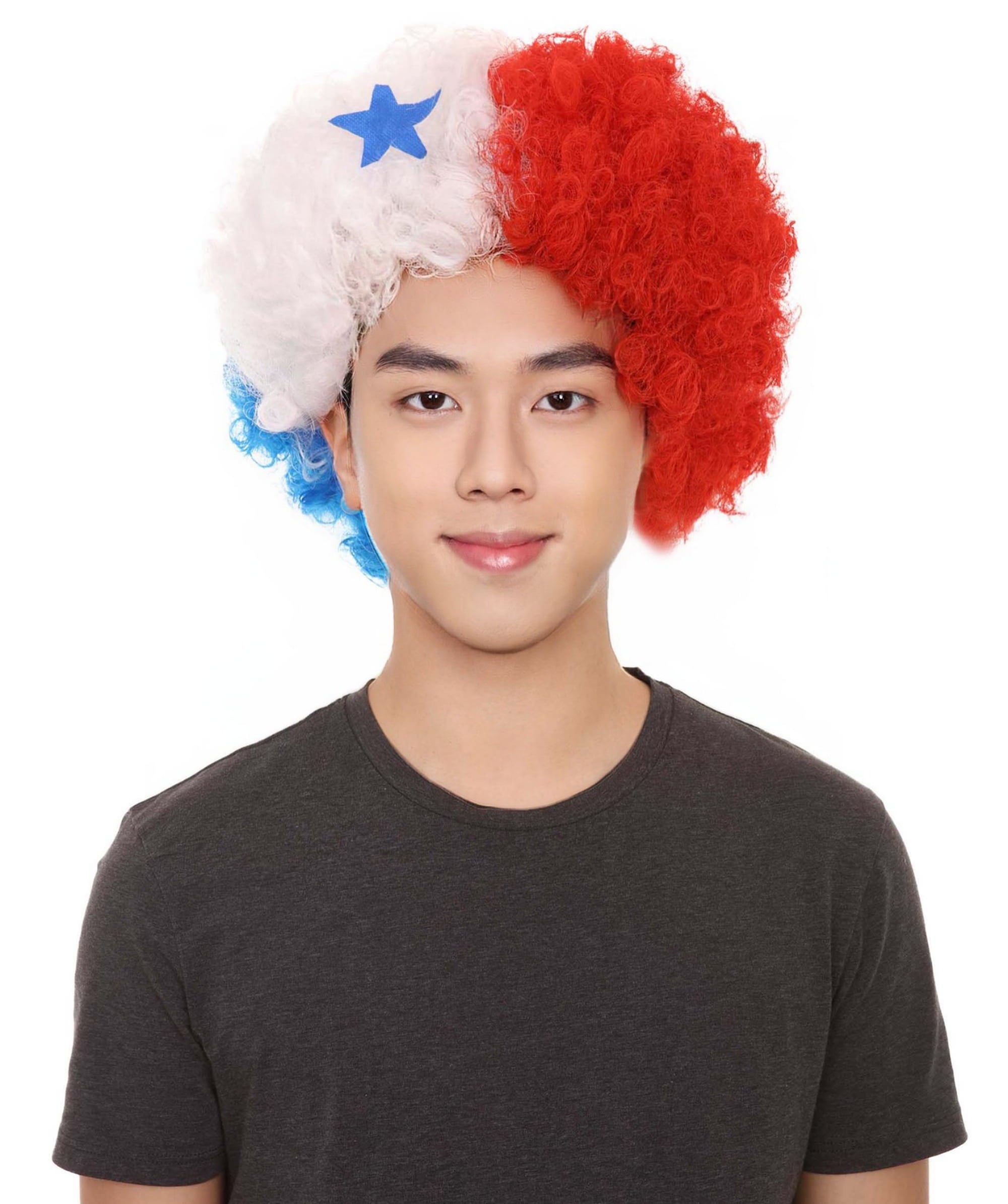 HPO Adult Unisex Patriotic Panama Flag Sport Wig | Blue Red & White ...