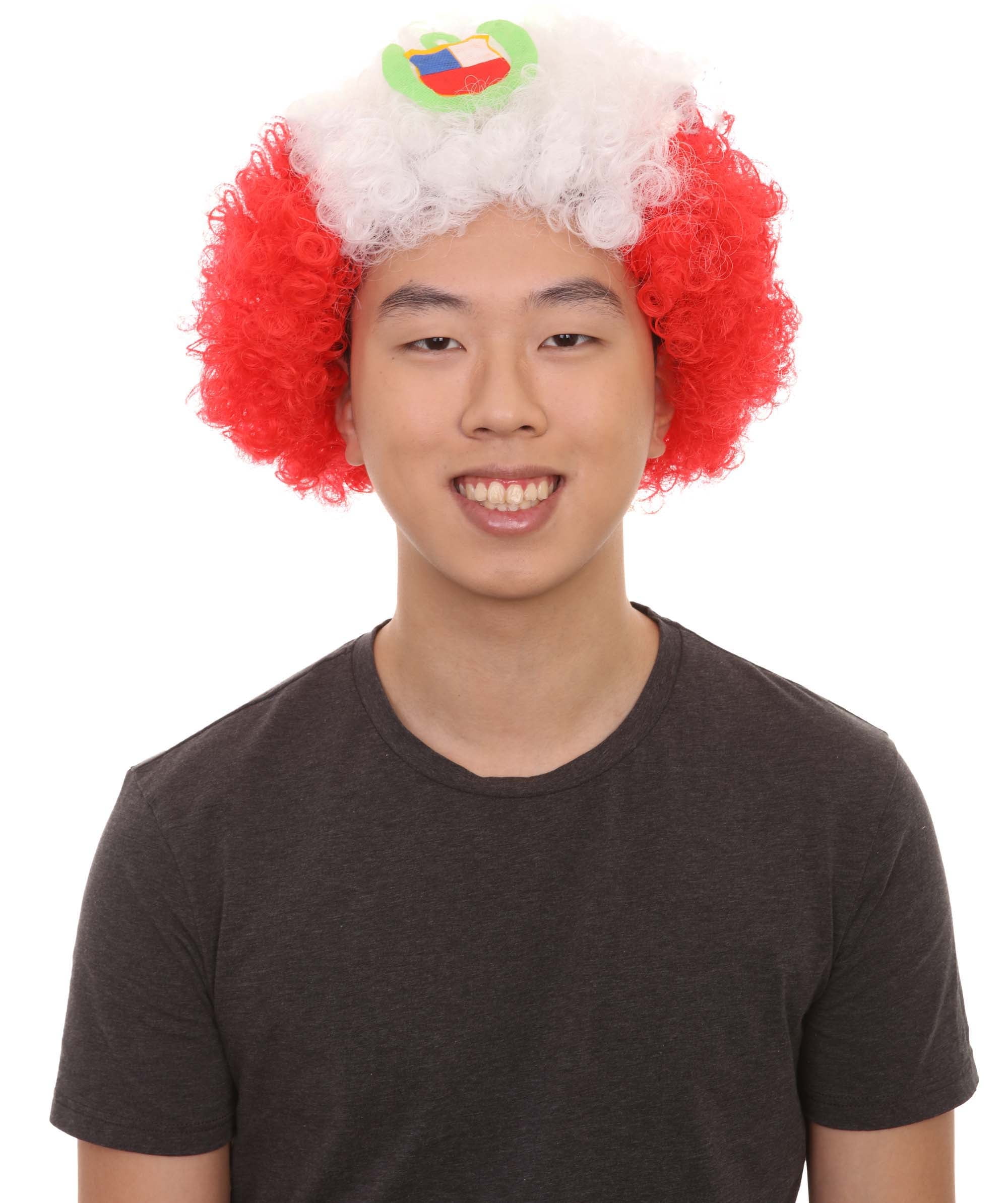 HPO Adult Unisex Patriotic Peru Sport Flag Sport Fun Wig | Red & White ...