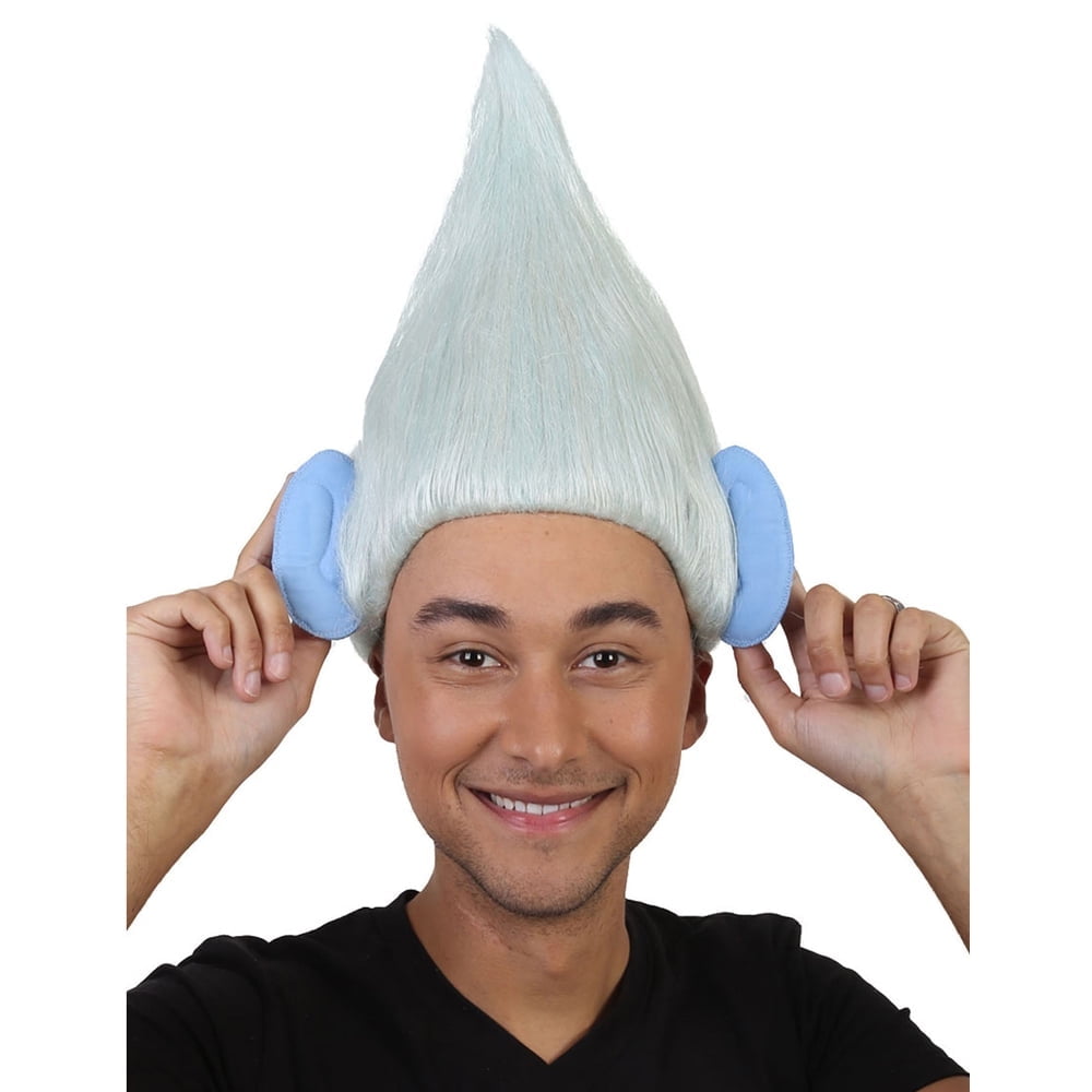 HPO| Adult Unisex Pointy Silver Troll Wig with Ears | Breathable Wefted ...