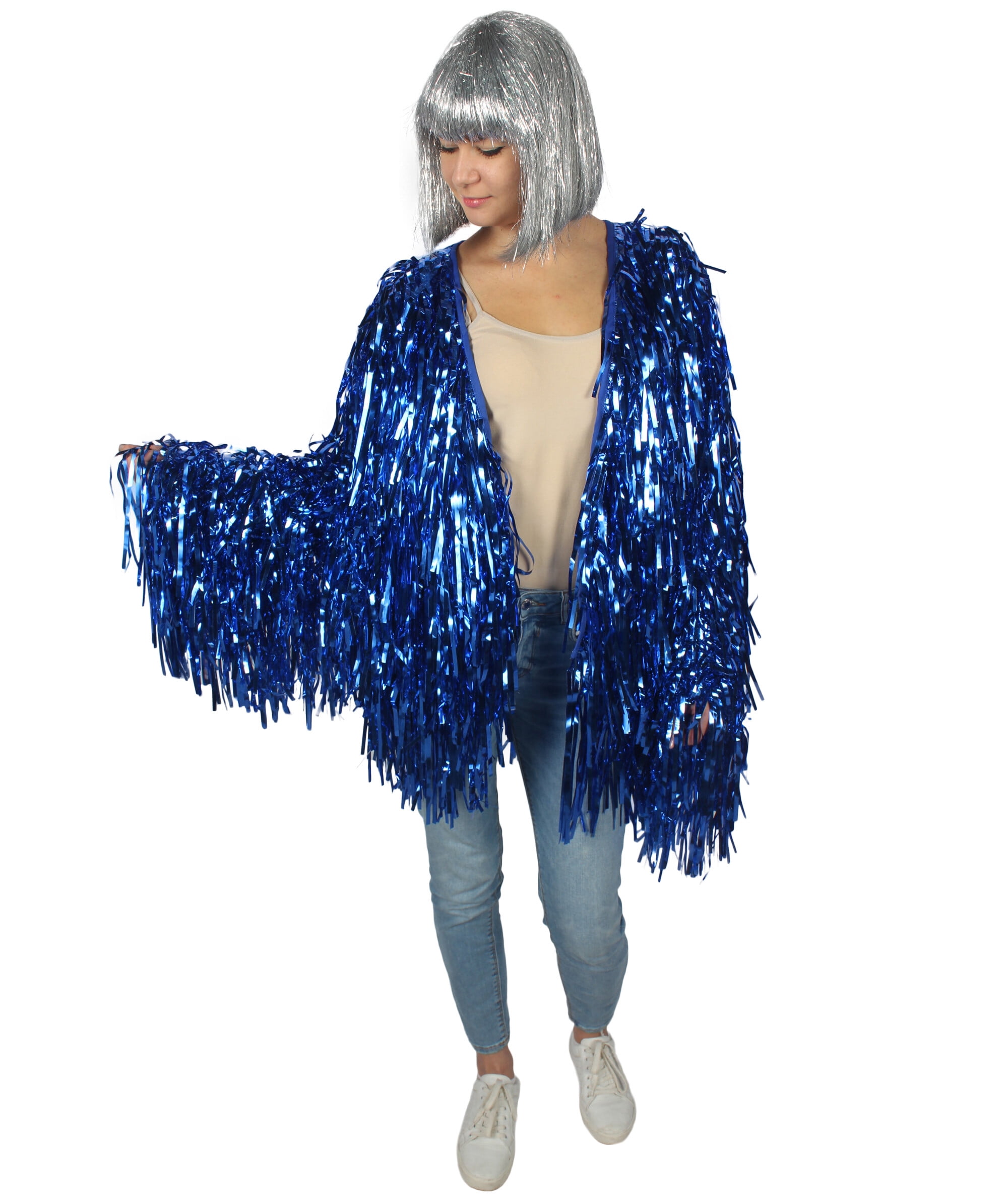 HPO| Adult Unisex Thick Tinsel Carnival Jacket with Loose Fit | Blue ...
